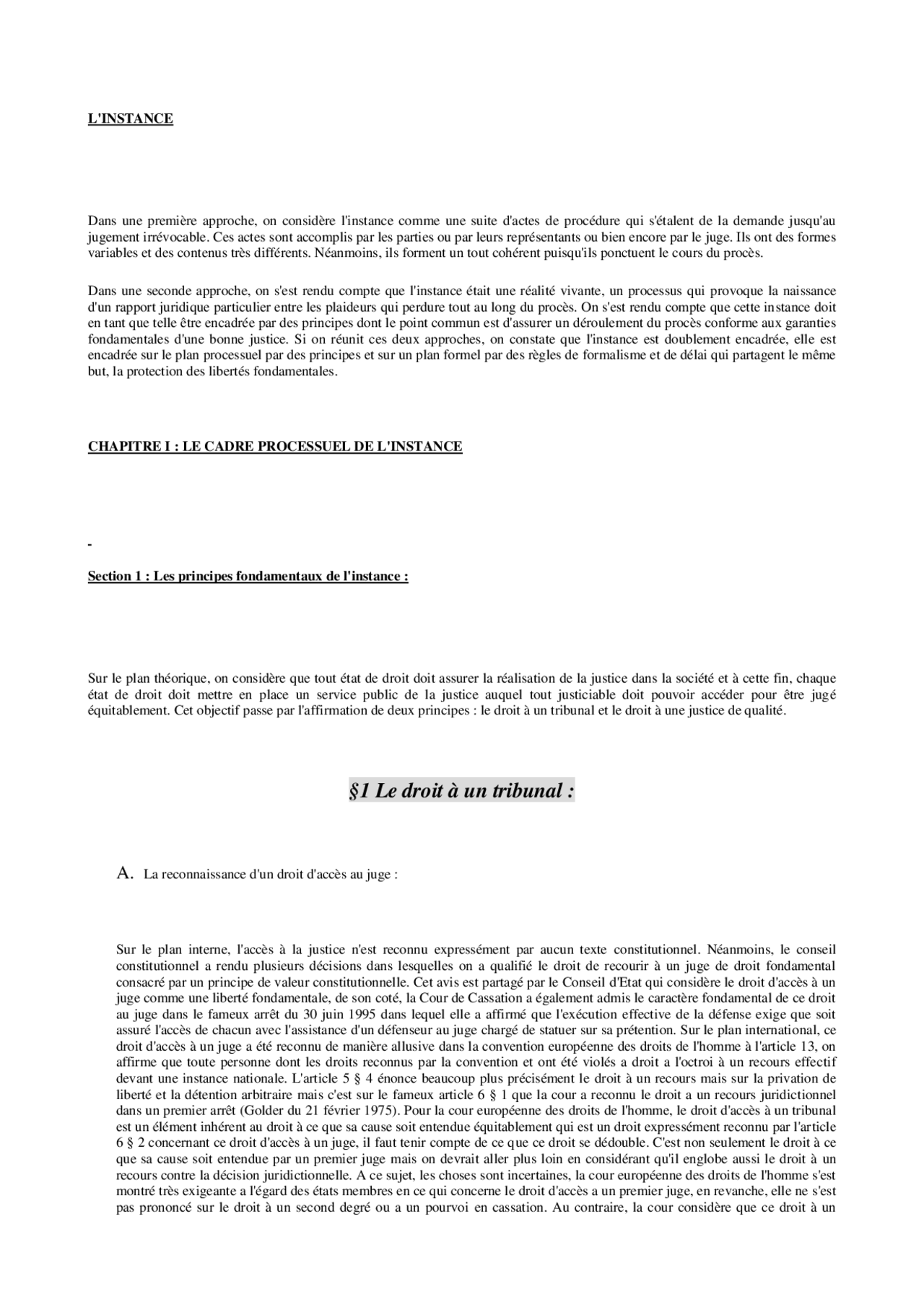 Rèsumé Sur Linstance 1° Partie Docsity