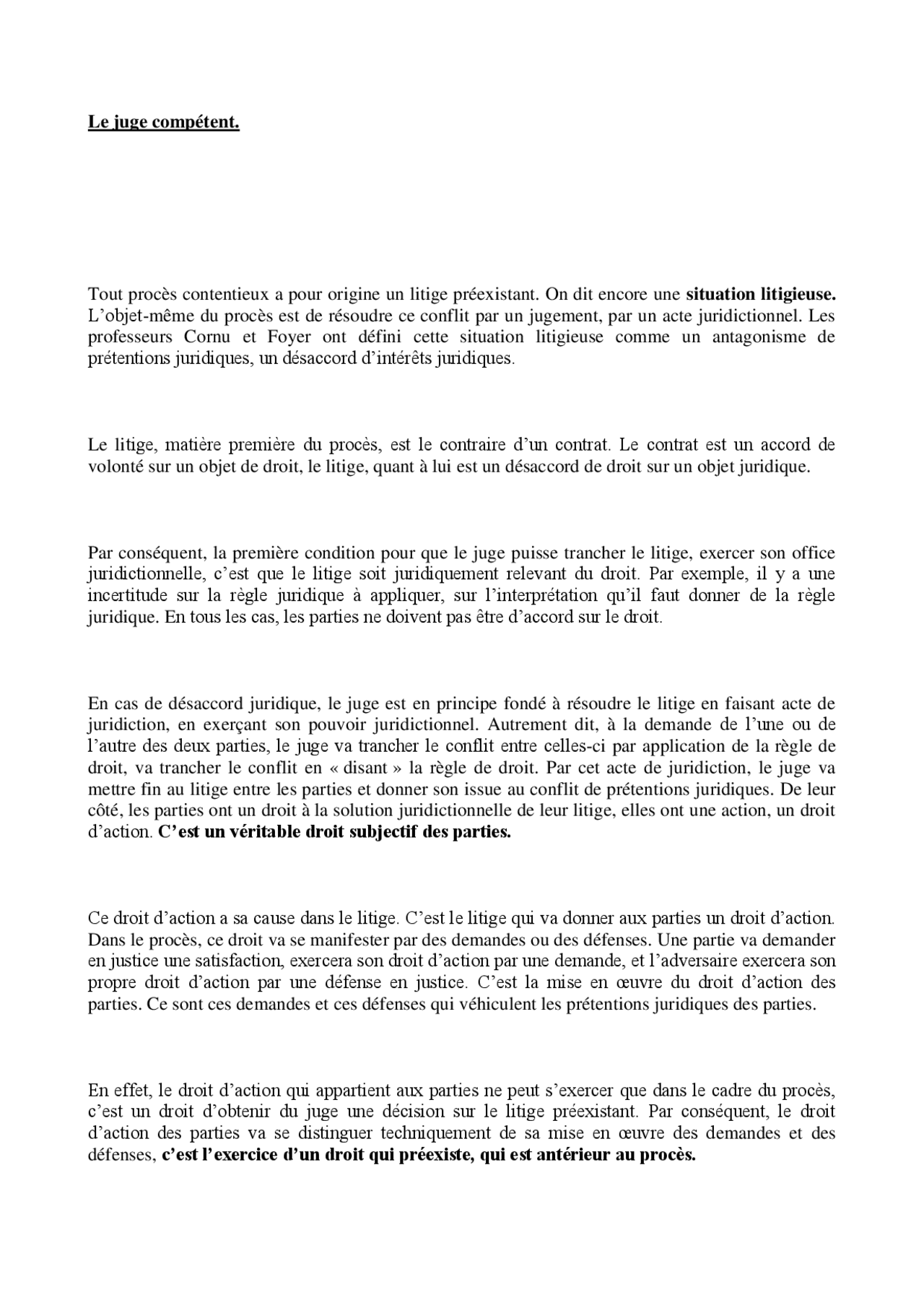 Résumé Sur Le Juge Compétent 1° Partie Docsity