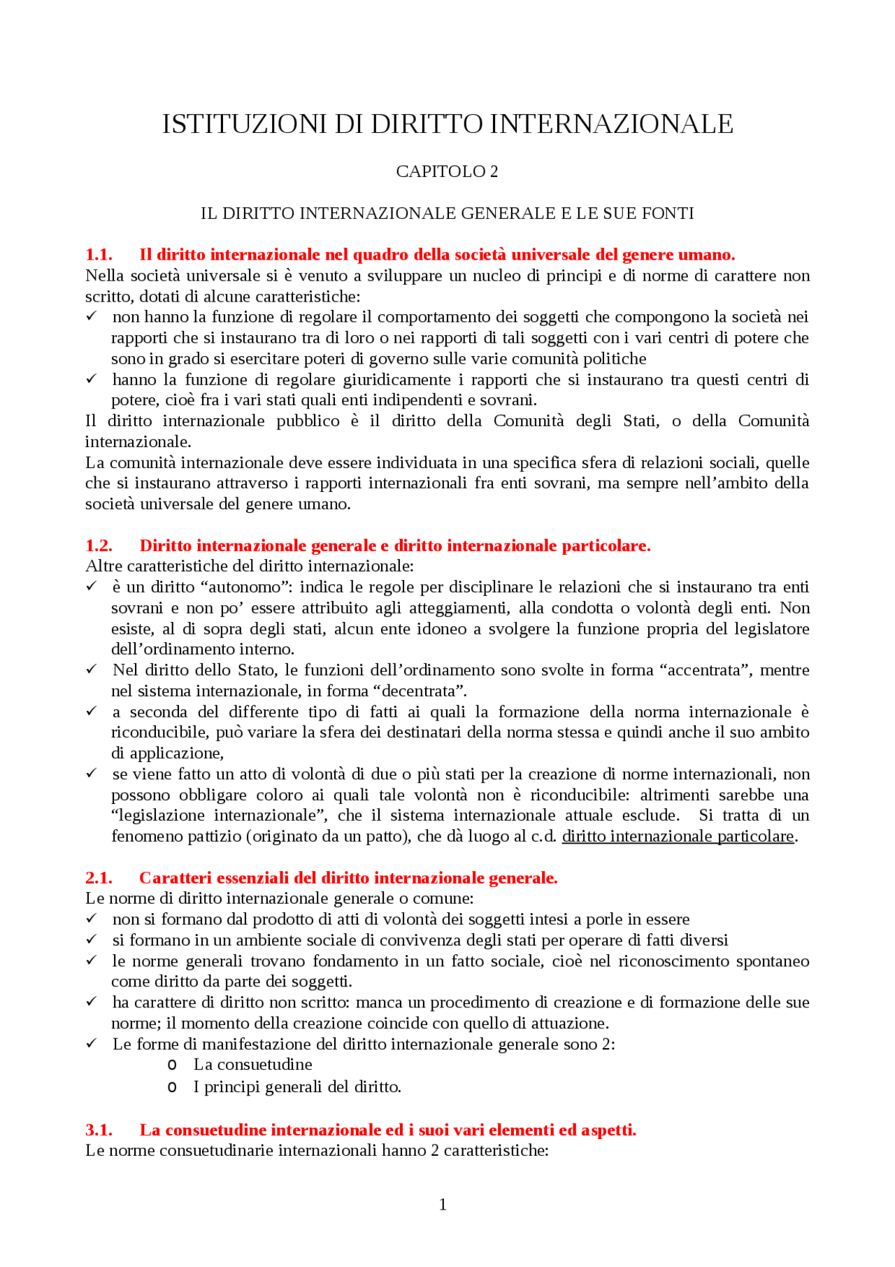 Fonti Diritto Internazionale - Docsity