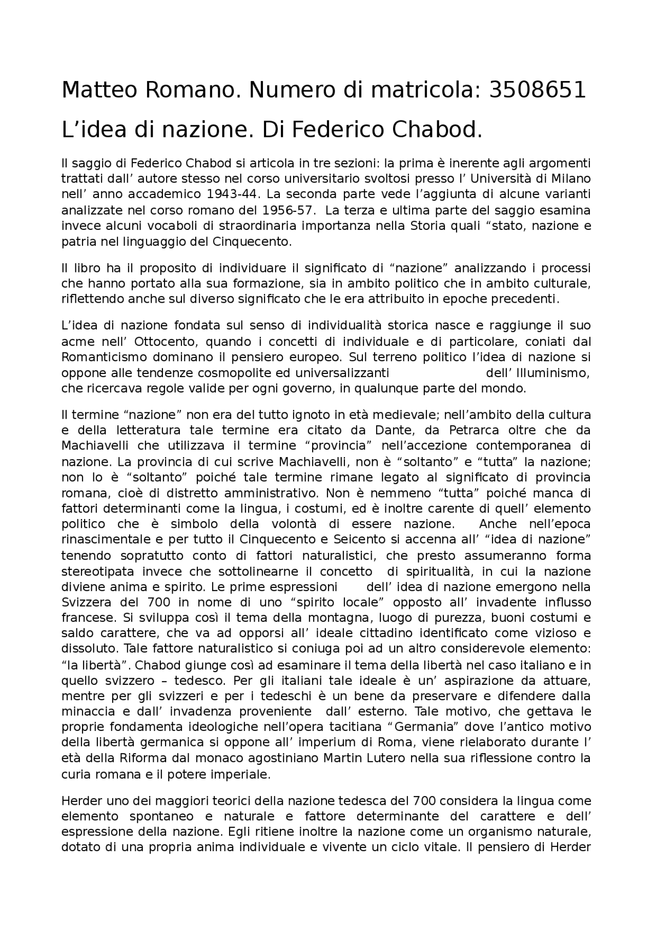 Chabod Idea Di Nazione Docsity