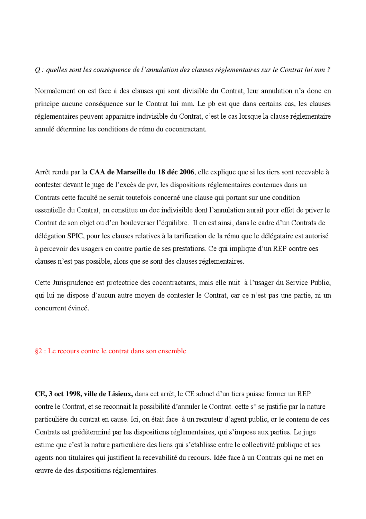 Notes Sur Le Contentieux Des Contrats Administratifs 3° Partie Docsity
