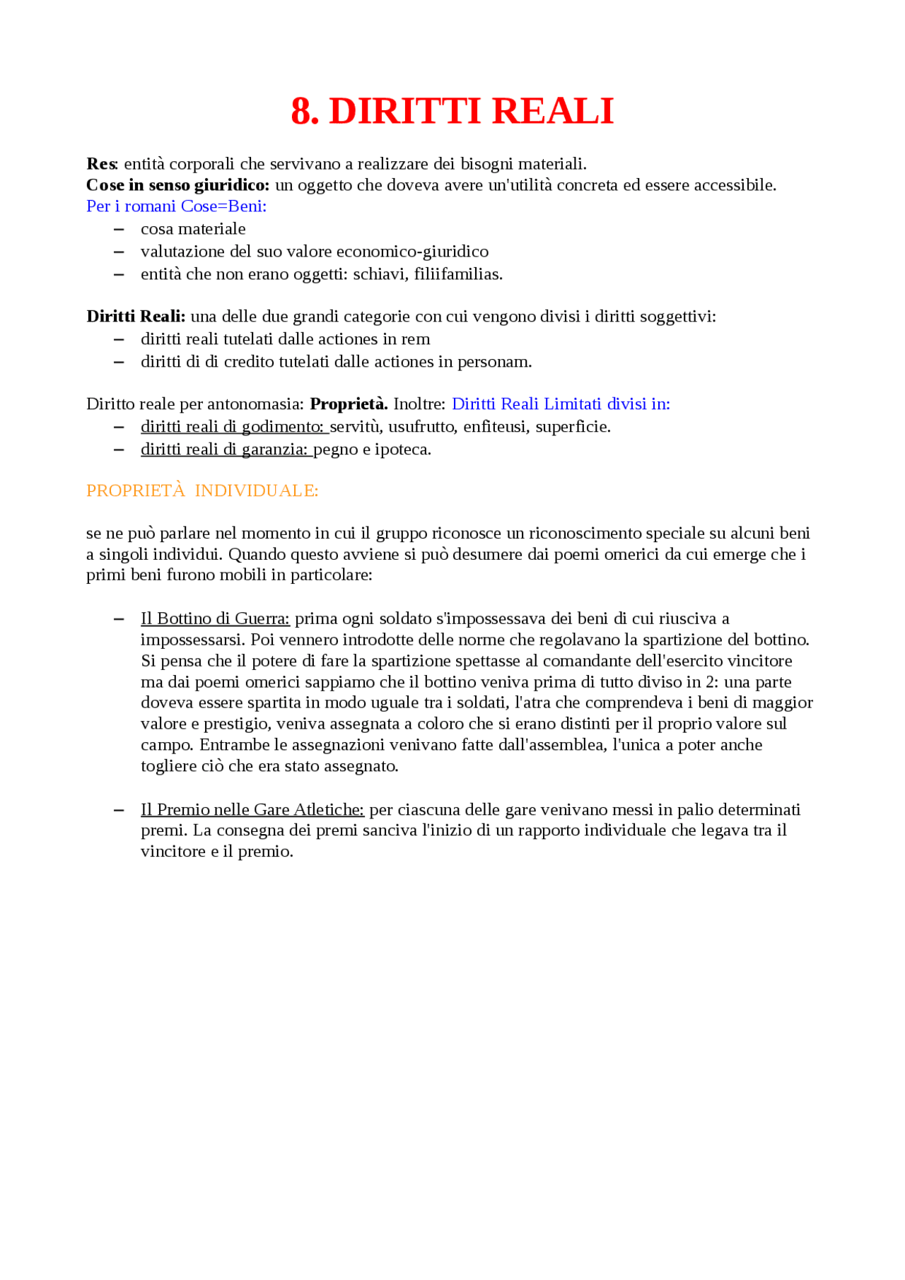 Riassunti Di Istituzioni Di Diritto Romano Diritti Reali 8 Docsity