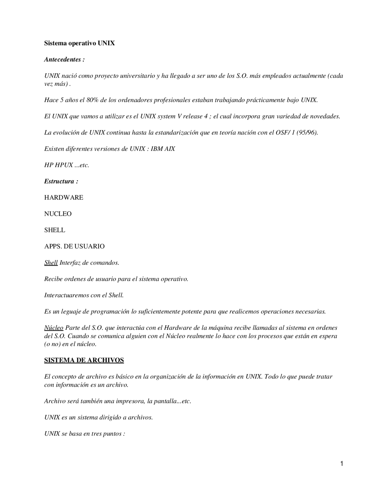 Apuntes Sobre El Sistema Operativo Unix Parte1 Apuntes De Sistemas