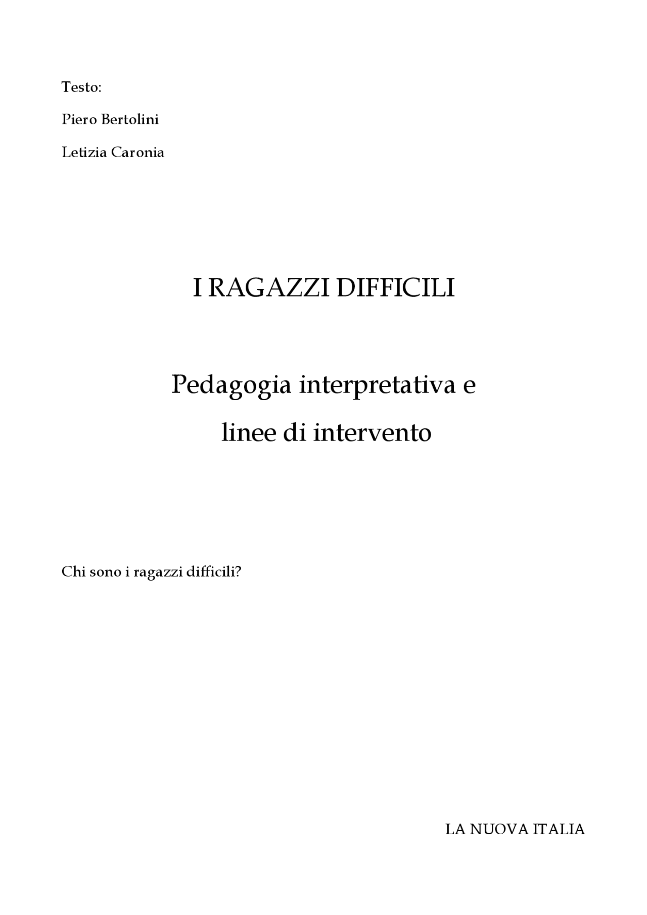 I Ragazzi Difficili Docsity