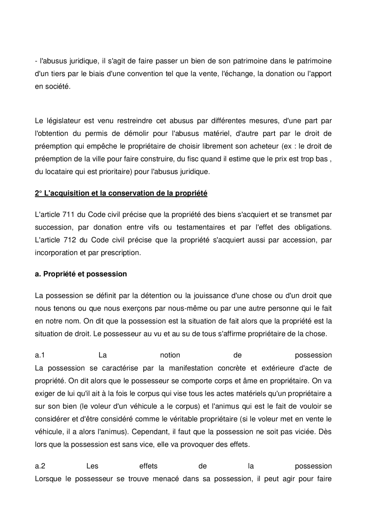 Notes Sur Les Droits Et Les Biens 2° Partie Docsity