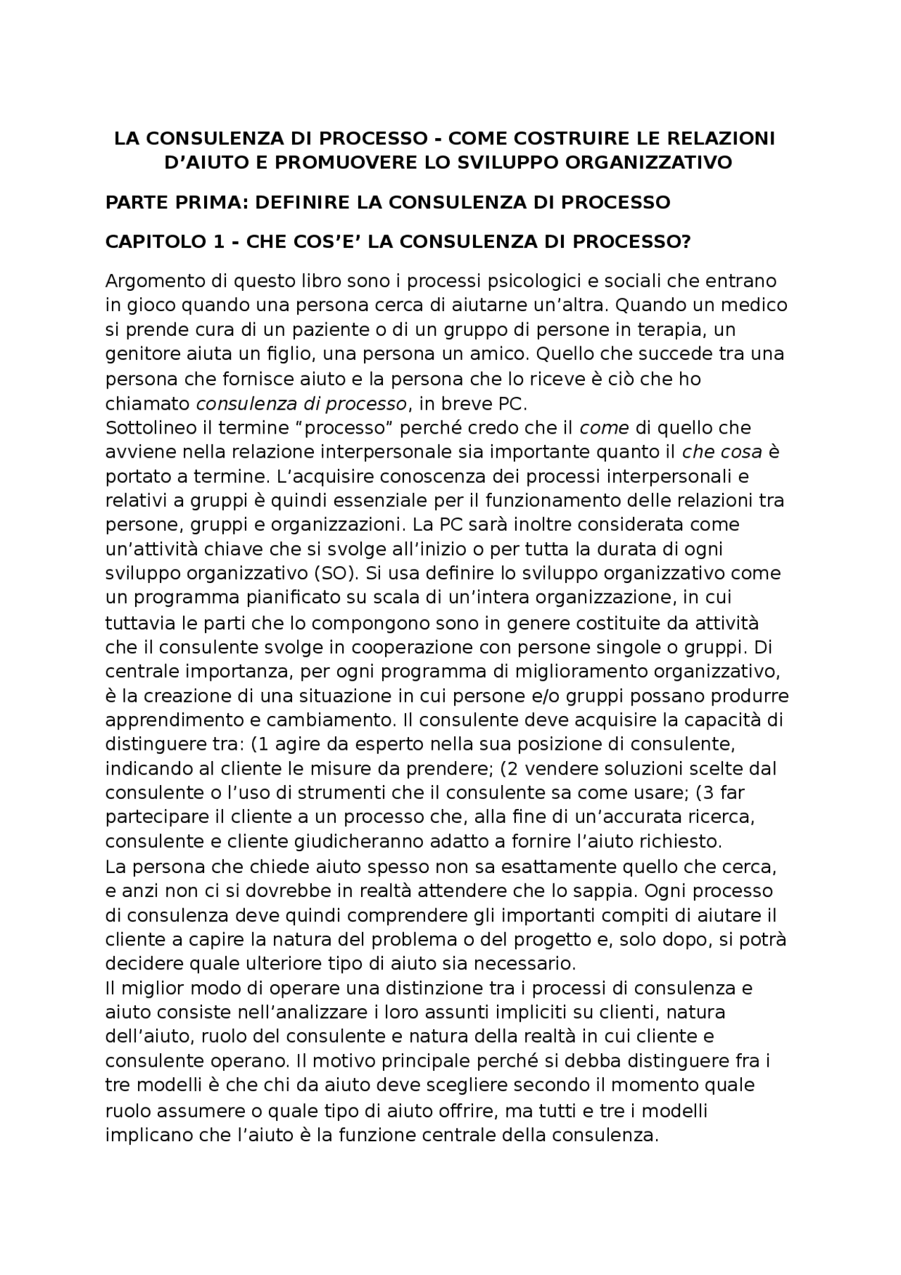 La Consulenza Di Processo Edgar H Schein Sintesi Del Corso Di