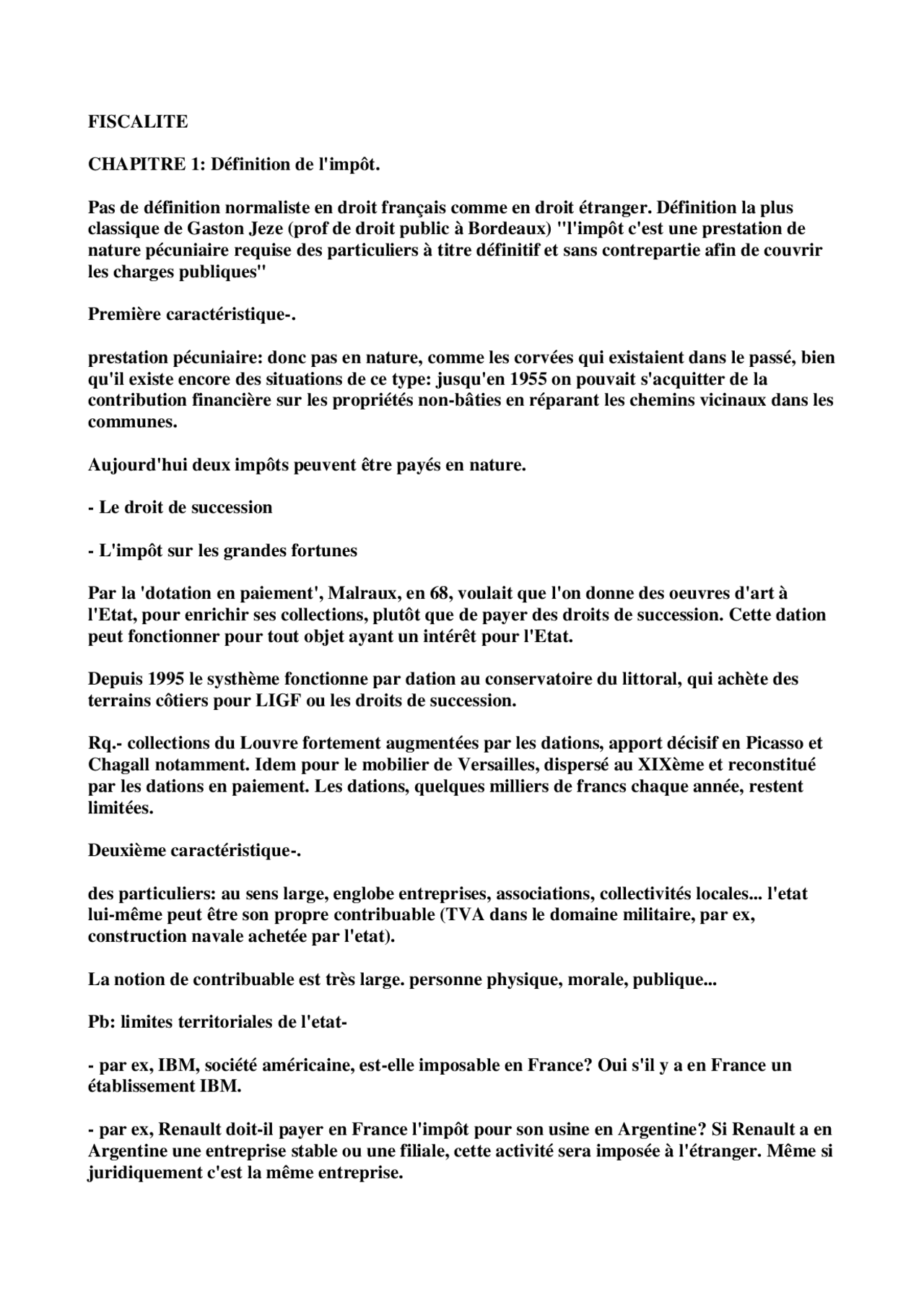 Notes Sur Le Thème De La Fiscalité Docsity