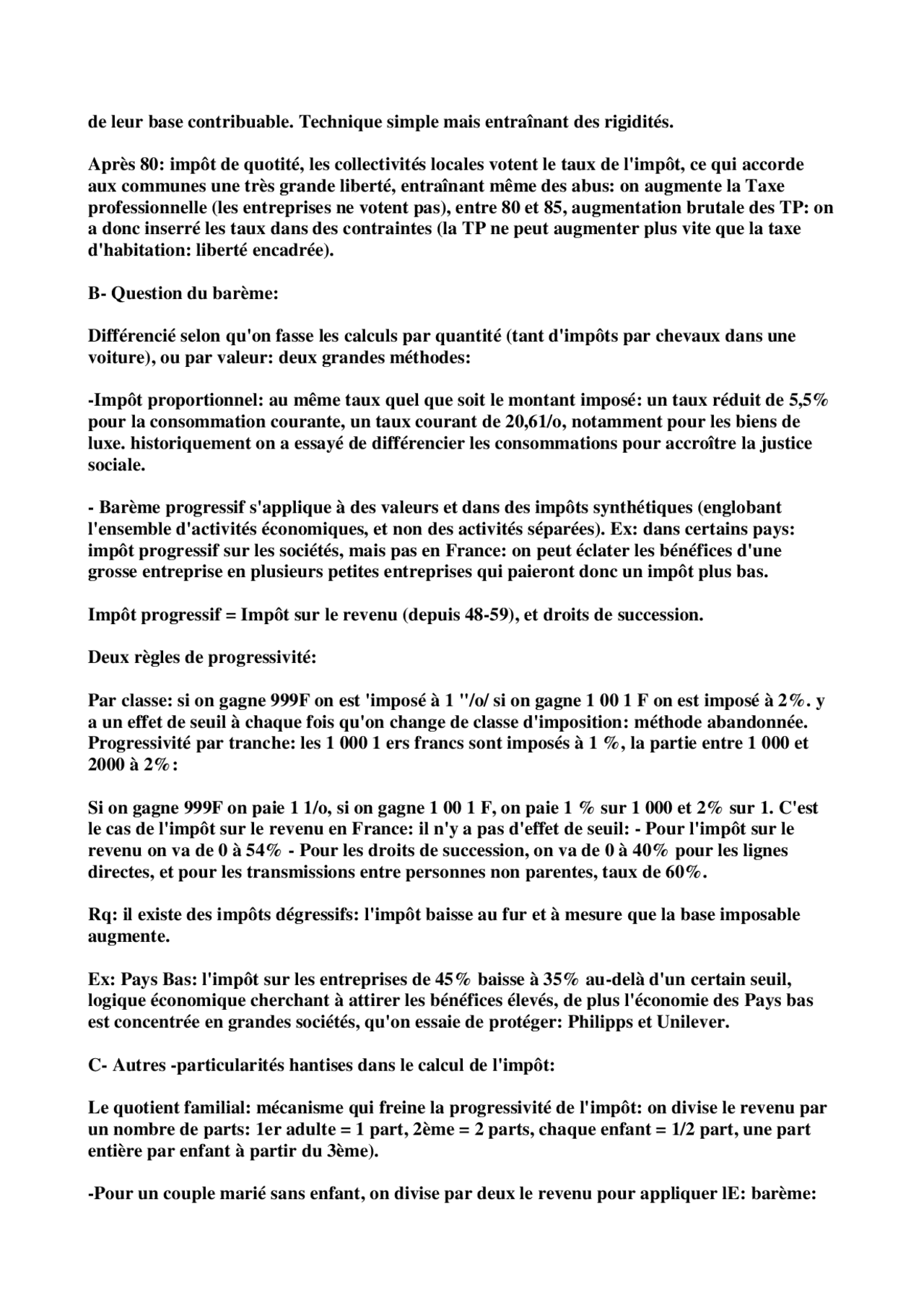 Notes Sur Le Thème De La Fiscalité 3° Partie Docsity