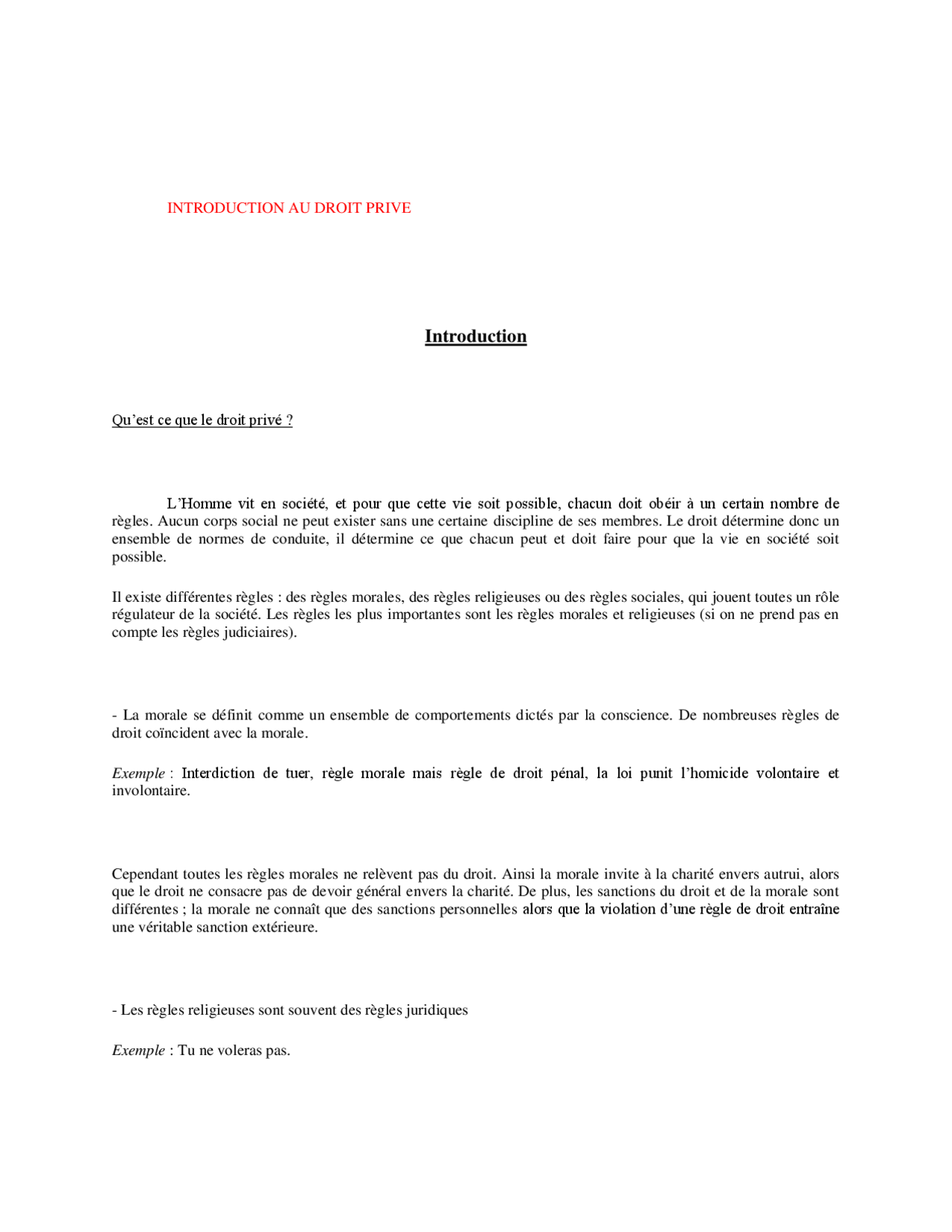 Rèsumé Sur Lintroduction Au Droit Privé 1° Partie Docsity