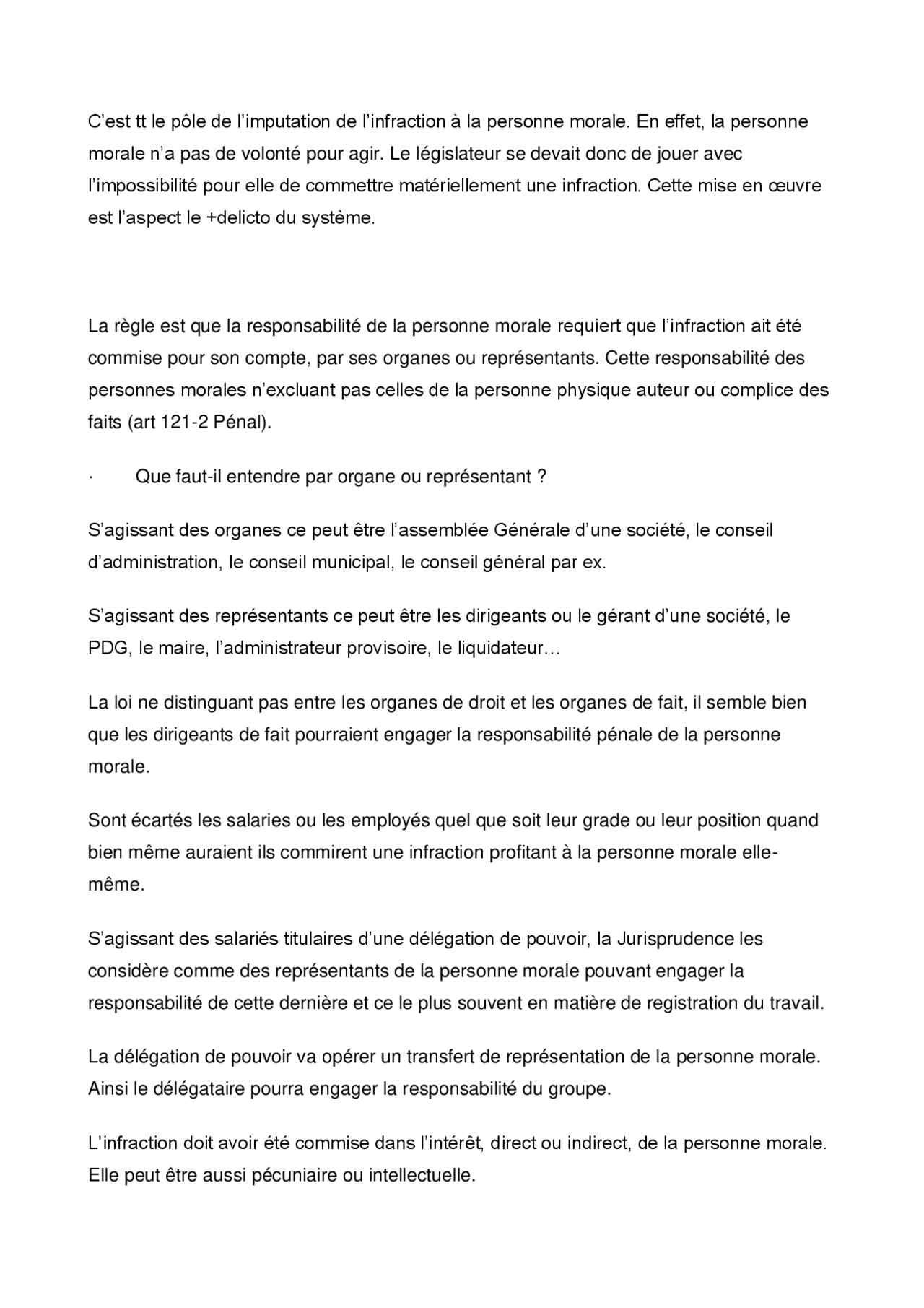 Notes Sur La Responsabilité Pénale 2° Partie Docsity