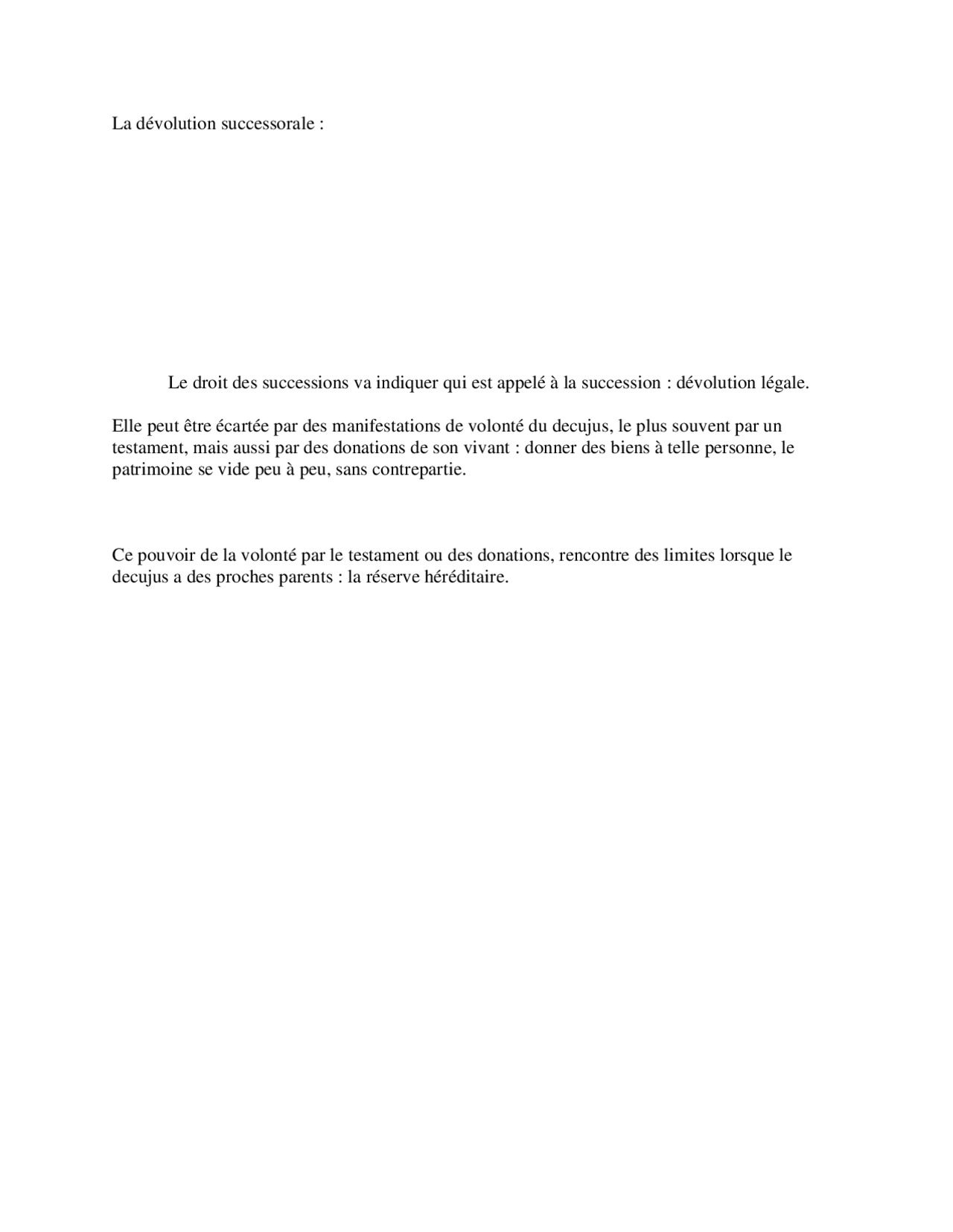 Résumé sur la dévolution successorale - 1° partie - Docsity