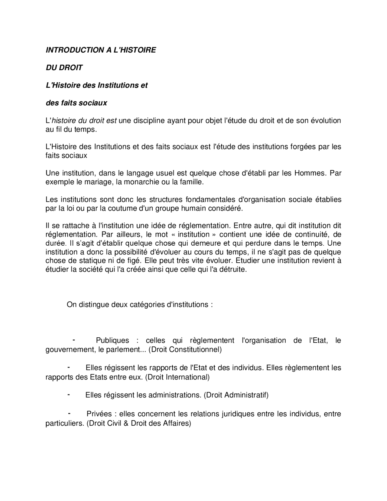 Notes Sur Lhistoire Du Droit 1° Partie Docsity