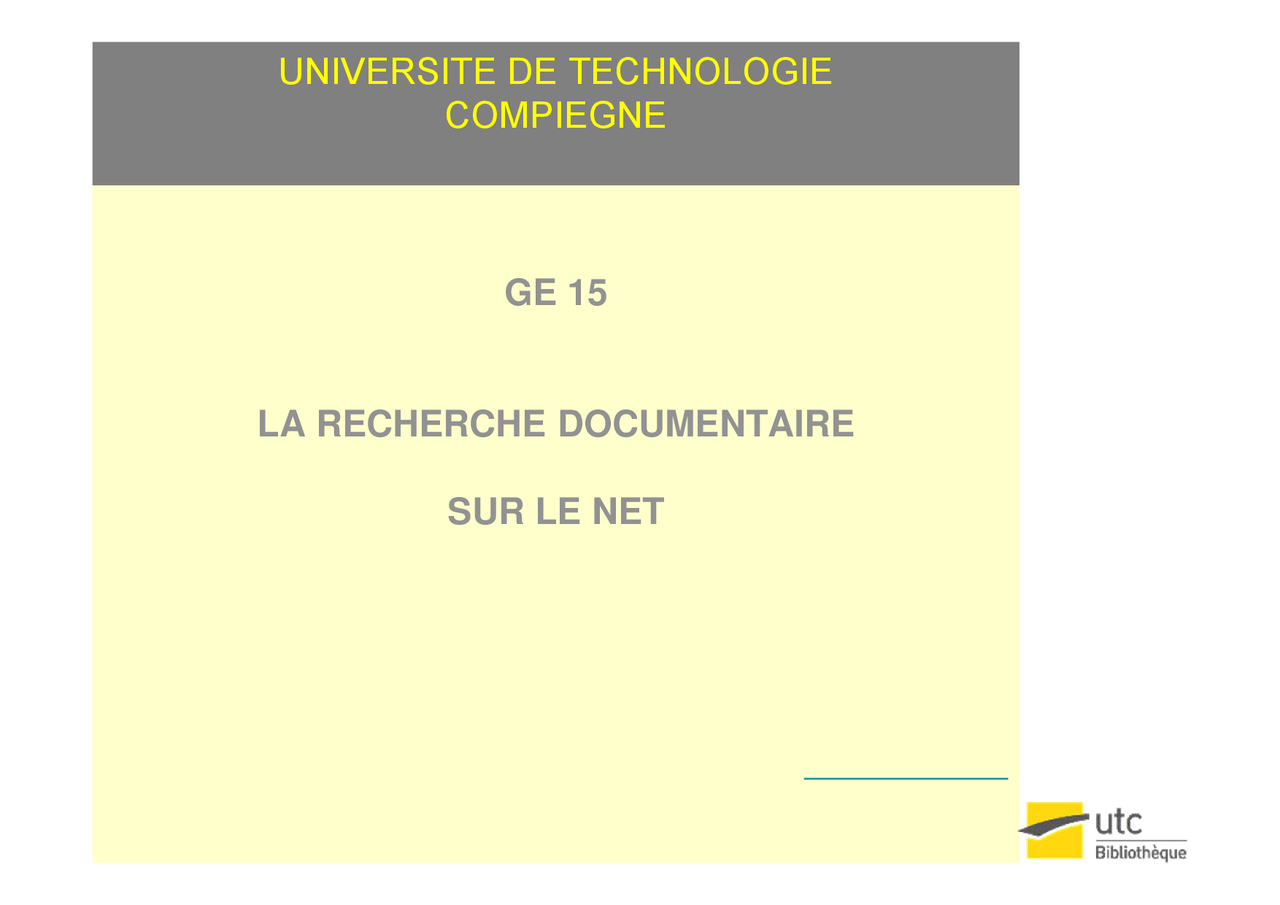 Notes Sur La Recherche Documentaire Sur Le Net Docsity