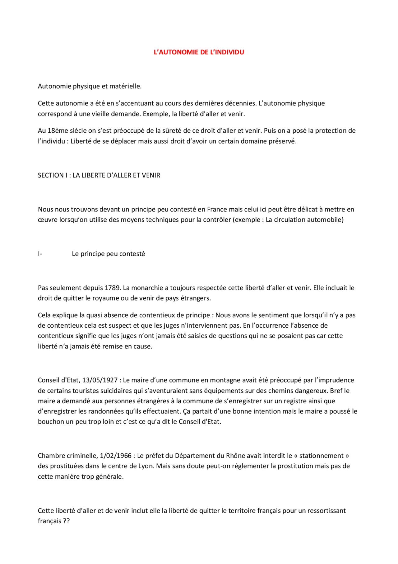 Résumé Sur Lautonomie De Lindividu 1° Partie Docsity