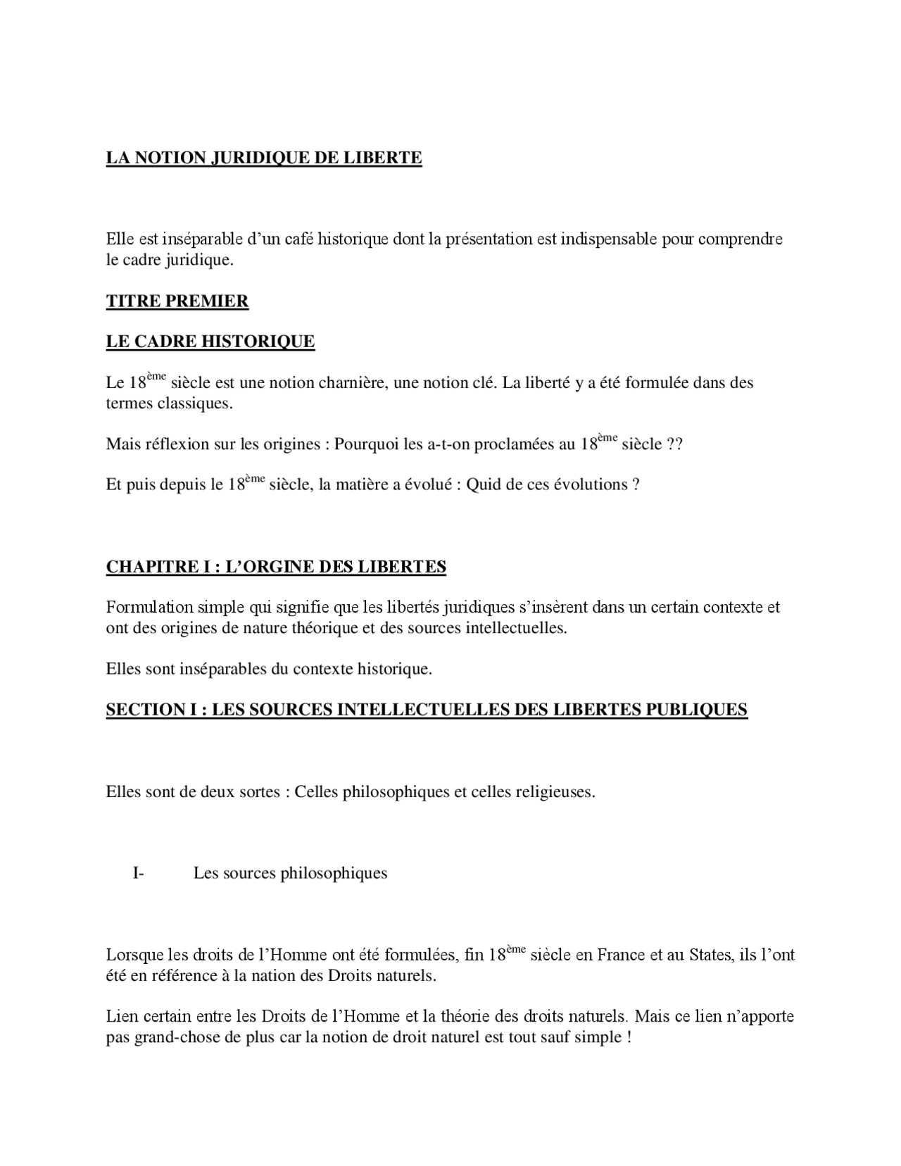 Résumé Sur La Notion Juridique De Liberté 1° Partie Docsity