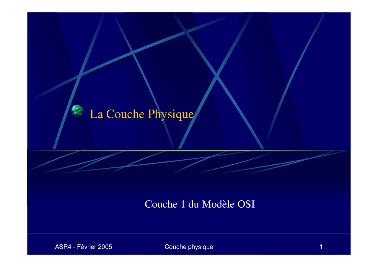 Notes Sur La Couche Physique 1° Partie Docsity