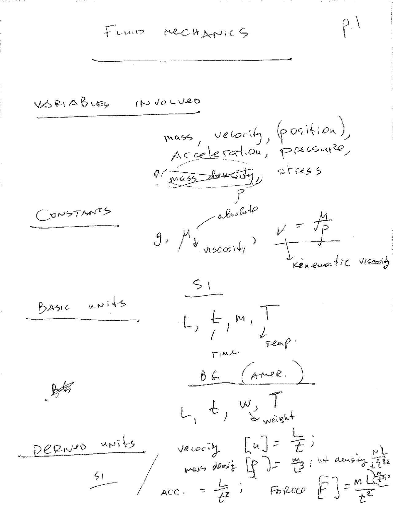 Fluid Mechanics I: Variable, Constants, Units, Stress | ME 311 - Docsity
