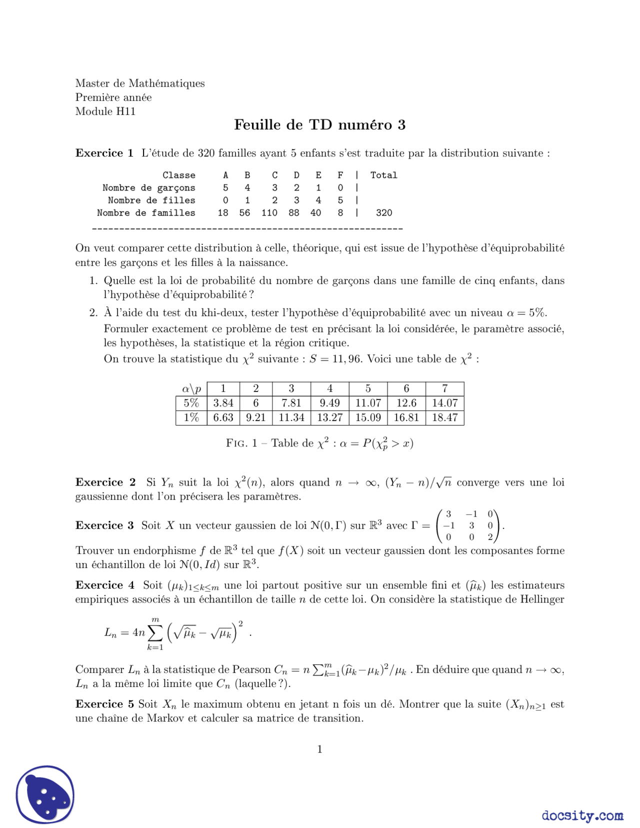 Exercices De Mathématique Docsity