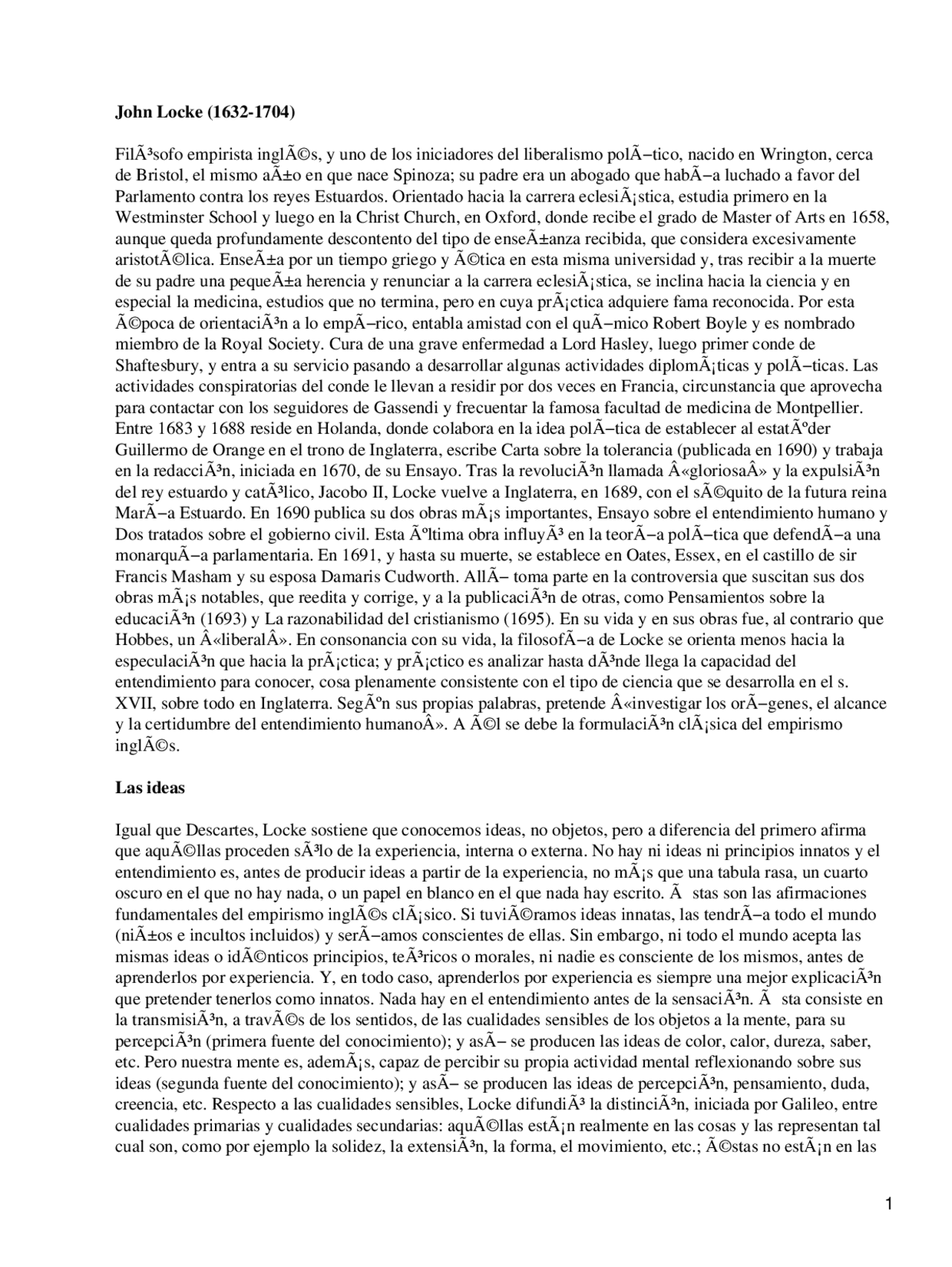 Apuntes Sobre John Locke Docsity