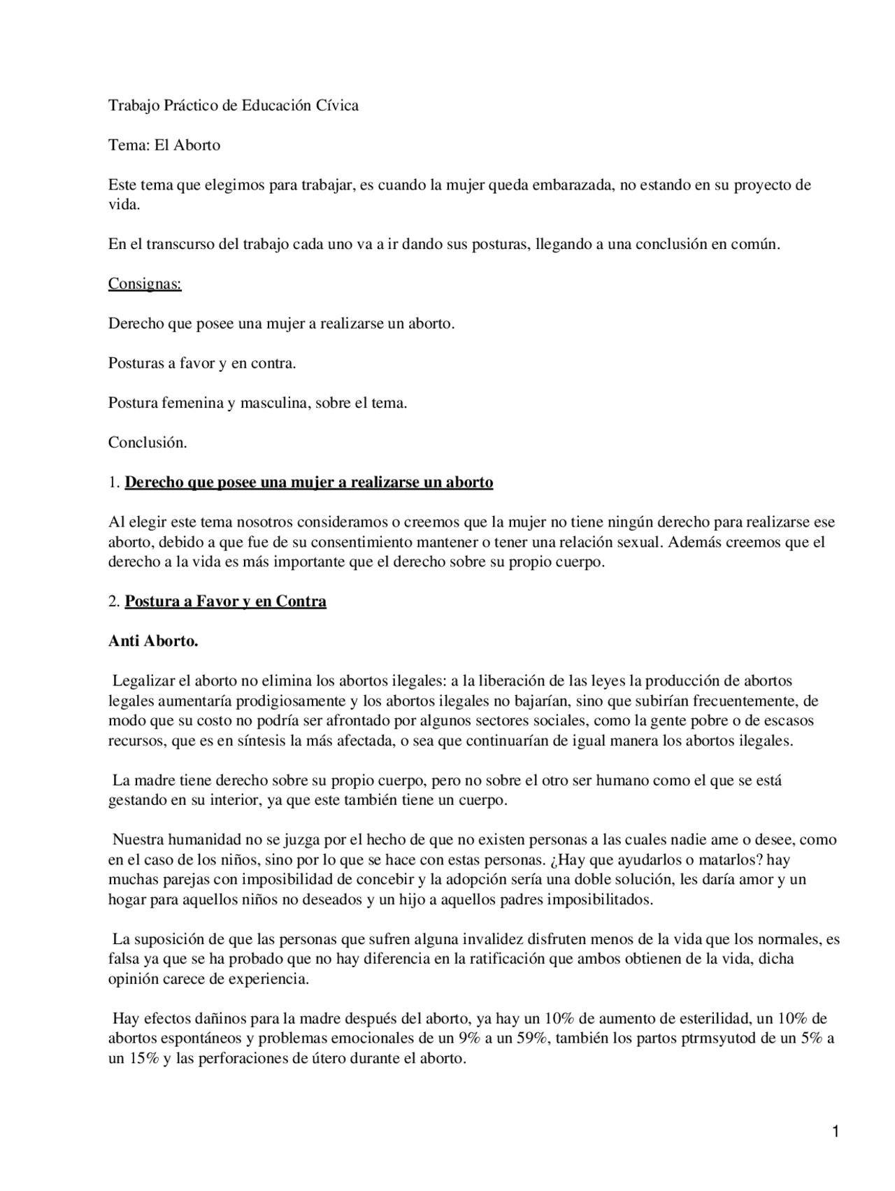 Apuntes Sobre El Aborto Apuntes De Ética Docsity