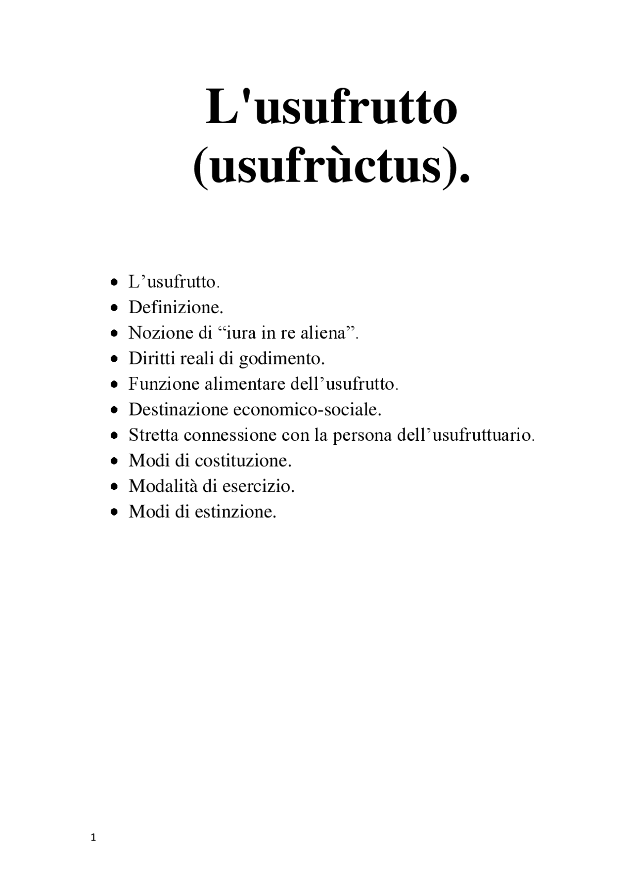 Tesina Sullusufrutto Prove Desame Di Diritto Romano Docsity