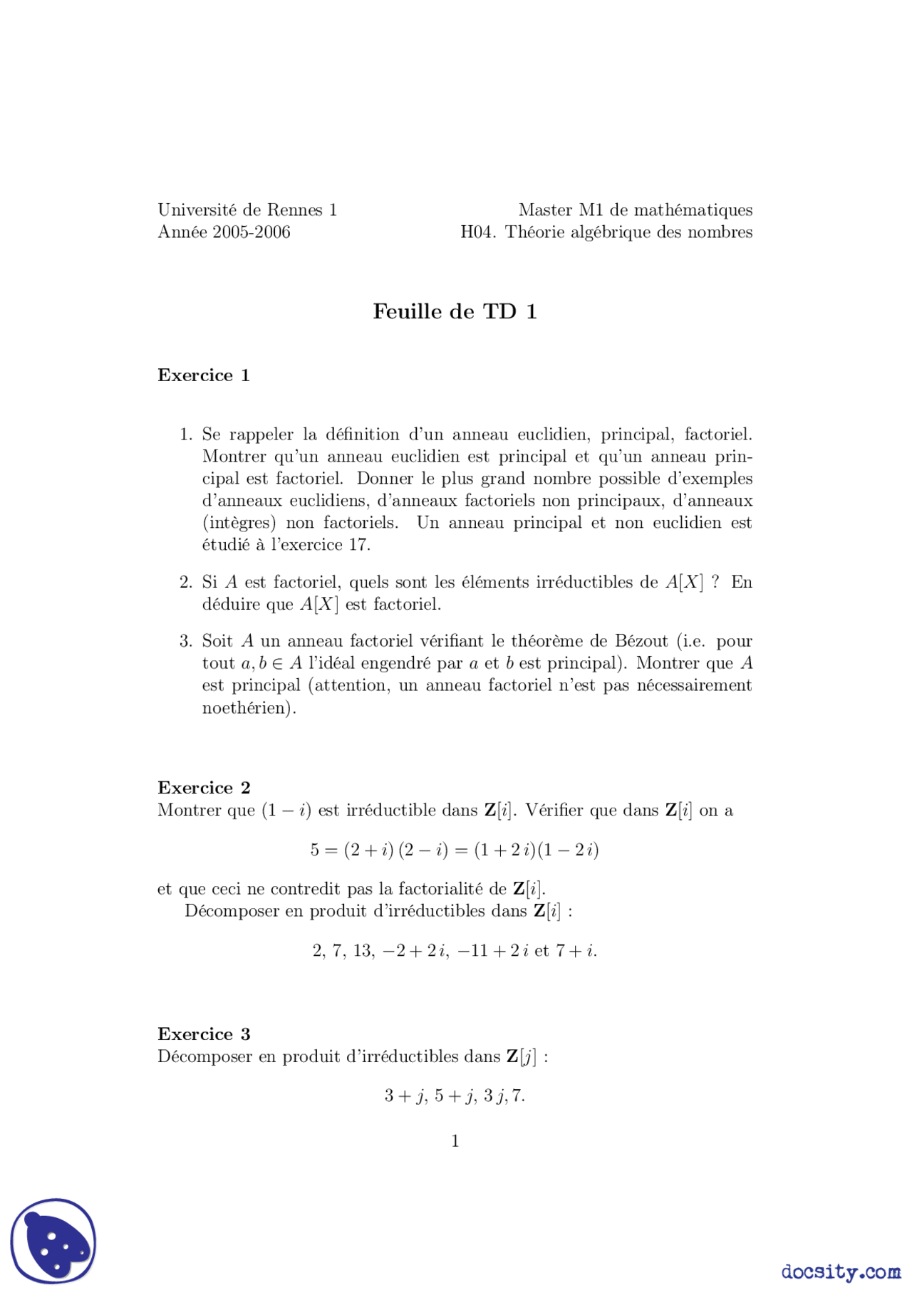 Exercicede Mathématiques Docsity