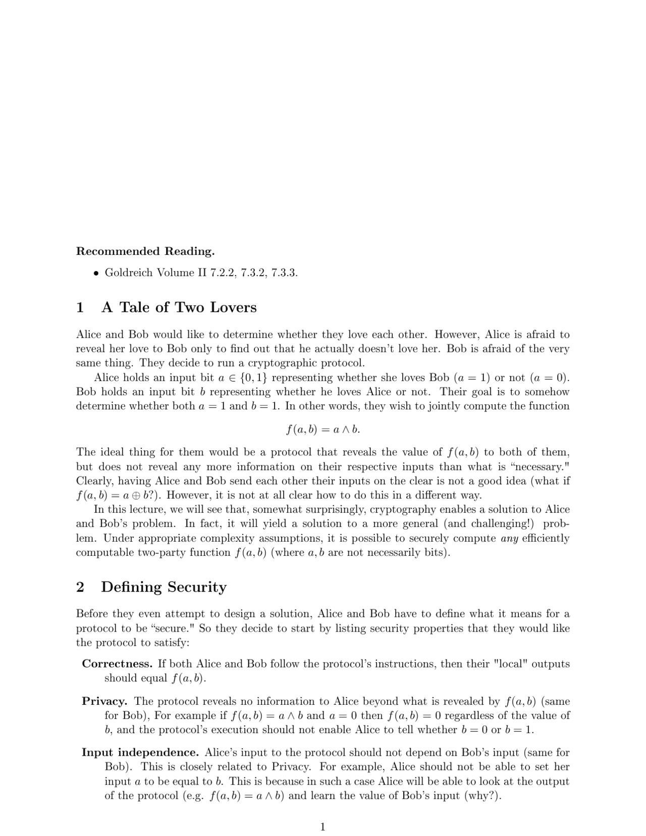 Secure Two Party Computation Introduction To Cryptography Lecture
