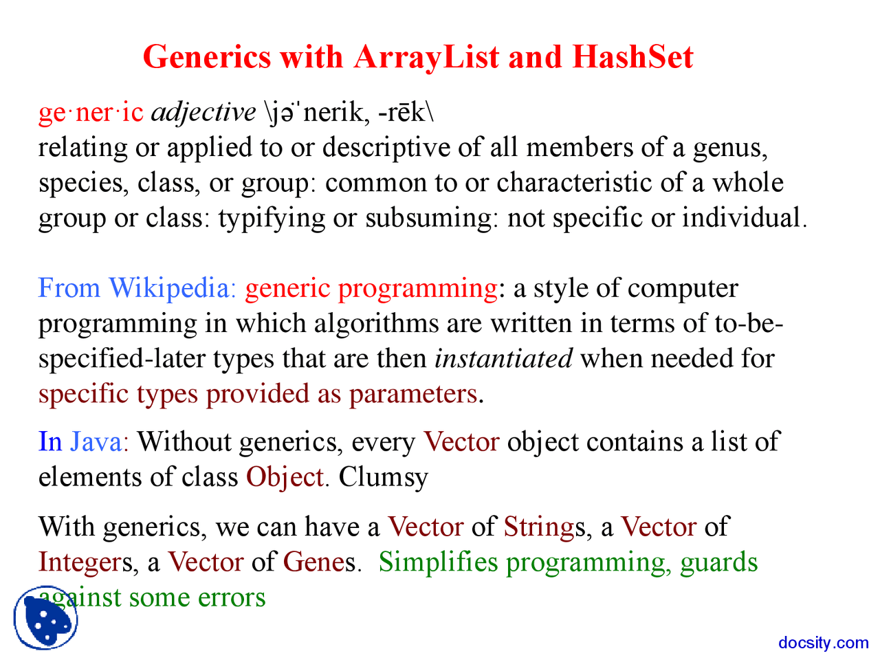 Array List and Hash Set - Docsity