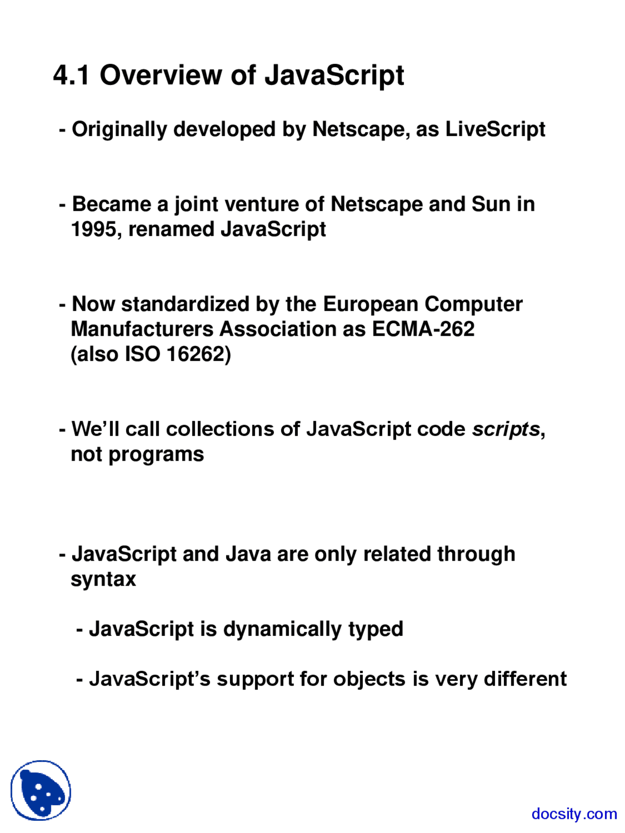 Basics Introduction To Java Script Lecture Slides Docsity 4377