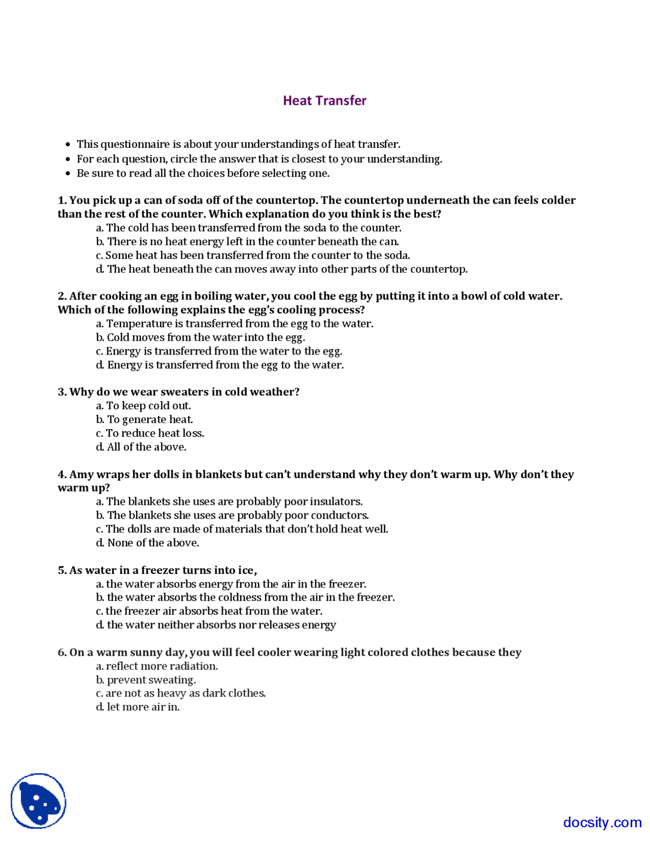 Heat Transfer Engineering Quiz Docsity