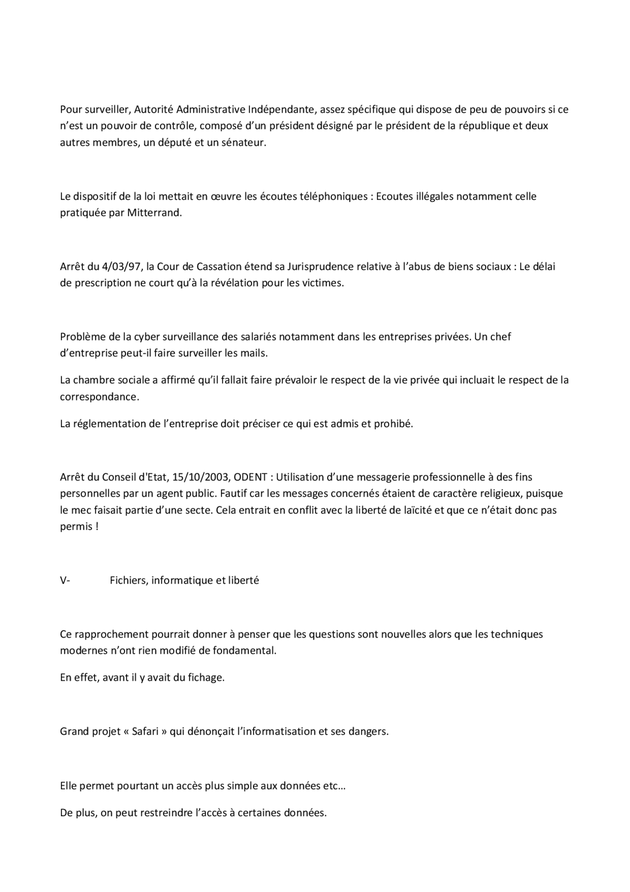 Notes sur la liberte individuelle - 3° partie - Docsity