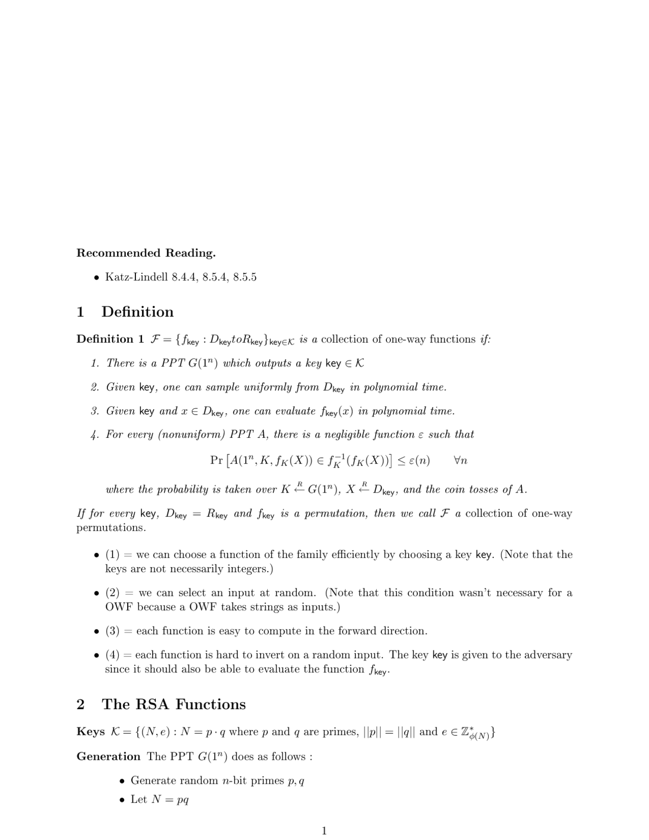One-Way Functions and Public Key Cryptography: RSA and Rabin's ...