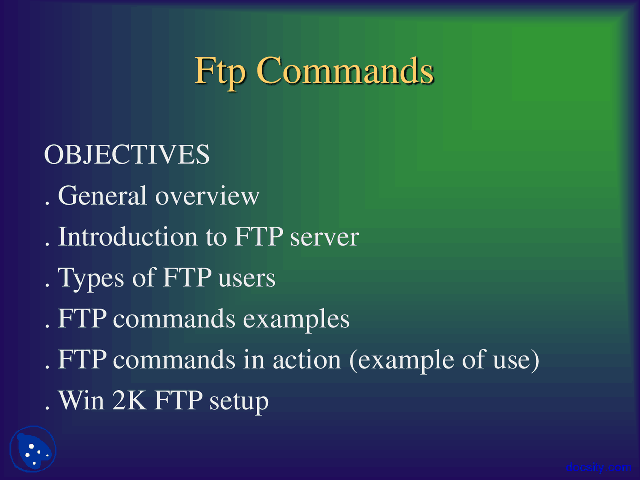 FTP Commands - Application Servers - Lecture Slides - Docsity