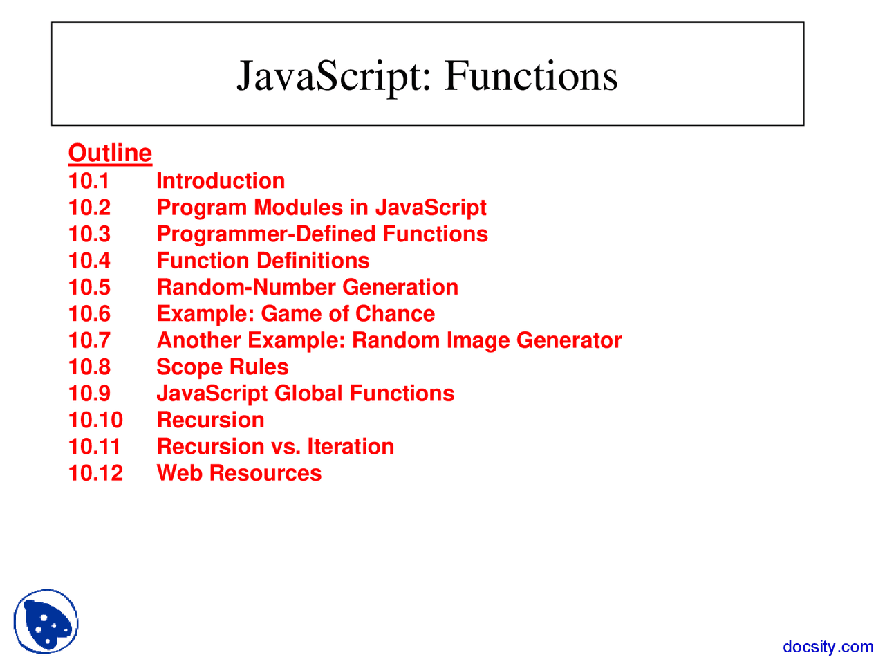 Functions Introduction To Java Script Lecture Slides Docsity 5781