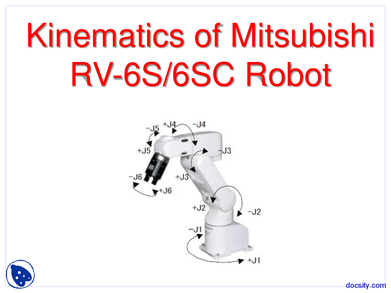 Kinematics Of Mitsubishi Robot Embedded Intelligent Robotics Lecture Slides Docsity