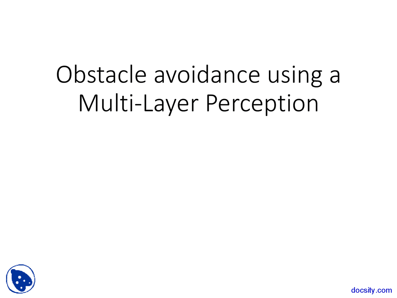 Multi Layer Perception Embedded Intelligent Robotics Lecture Slides