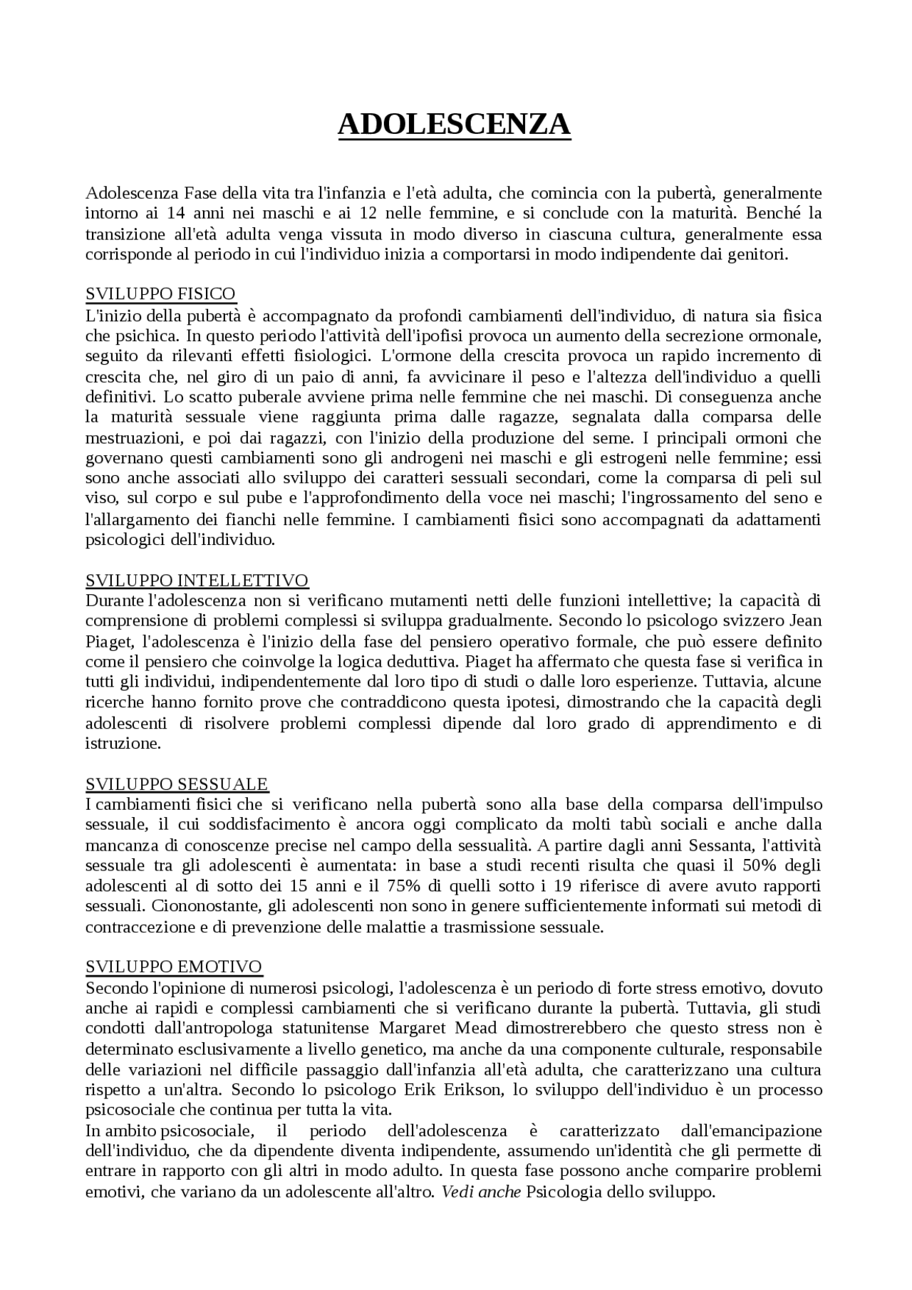 Adolescenza Docsity