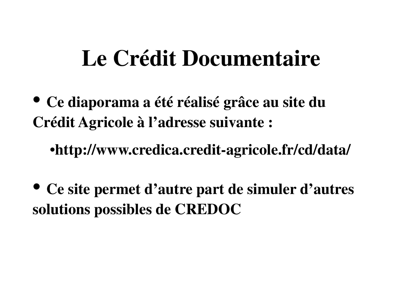 Notes Sur Le Crédit Documentaire 1° Partie Docsity