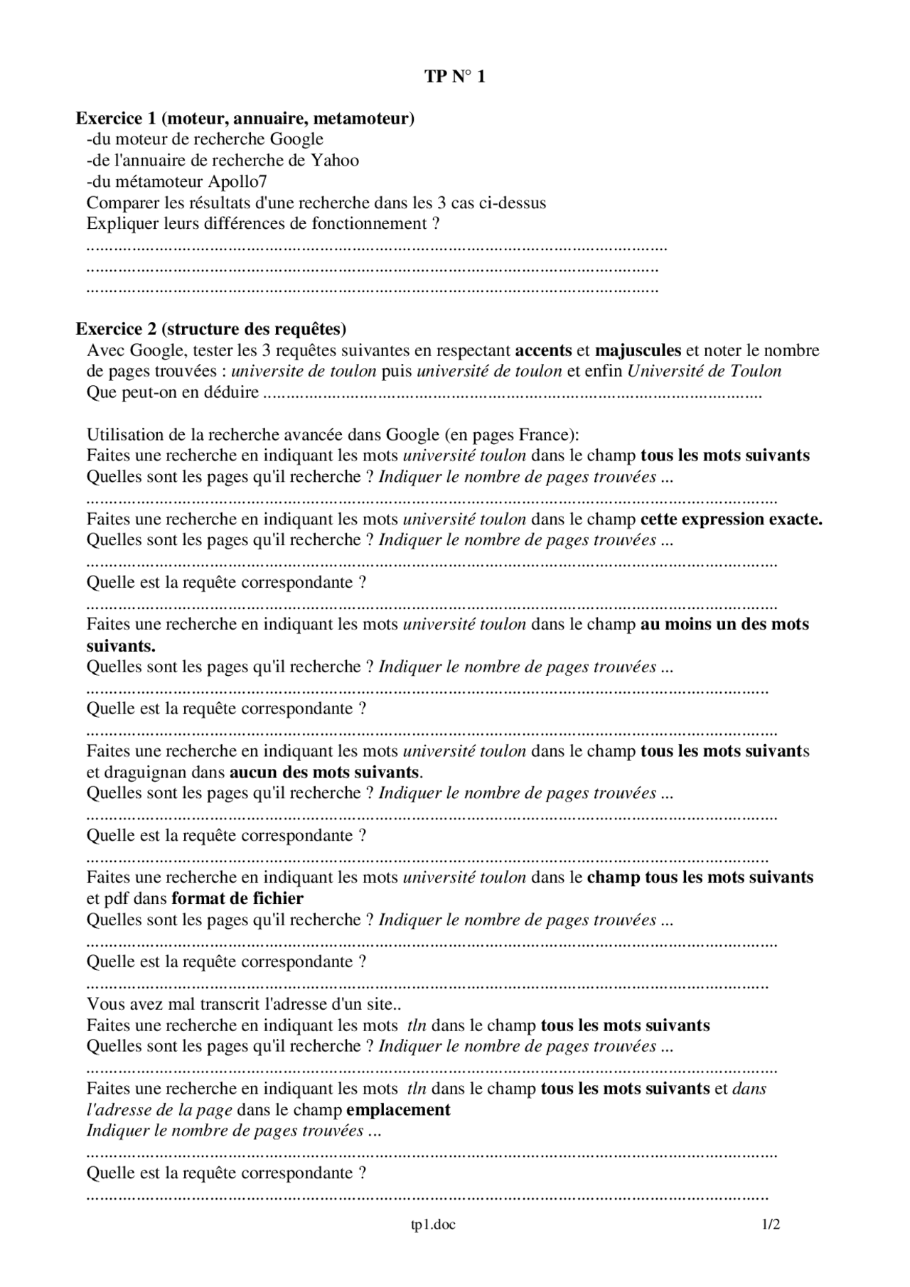 Exercices Sur Les Principes Généraux Dinformatique Docsity