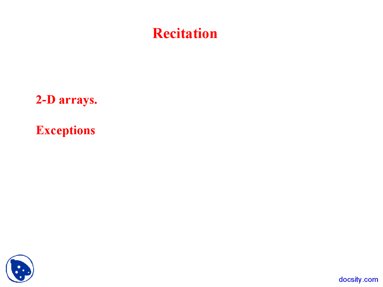Array - Object Oriented Programming and Data Structures - Lecture ...