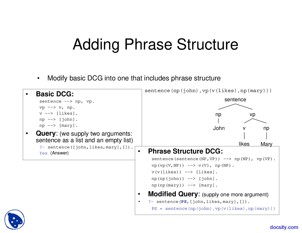 Adding Phrase Structure Introduction To Formal Semantics Lecture Slides Docsity