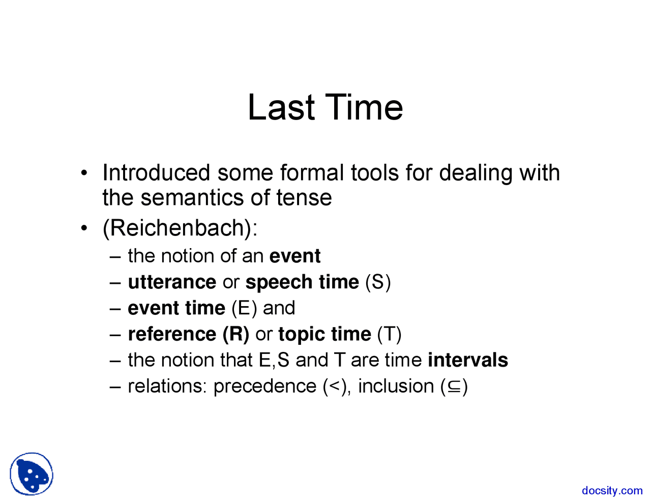 Aspect - Introduction to Formal Semantics - Lecture Slides - Docsity