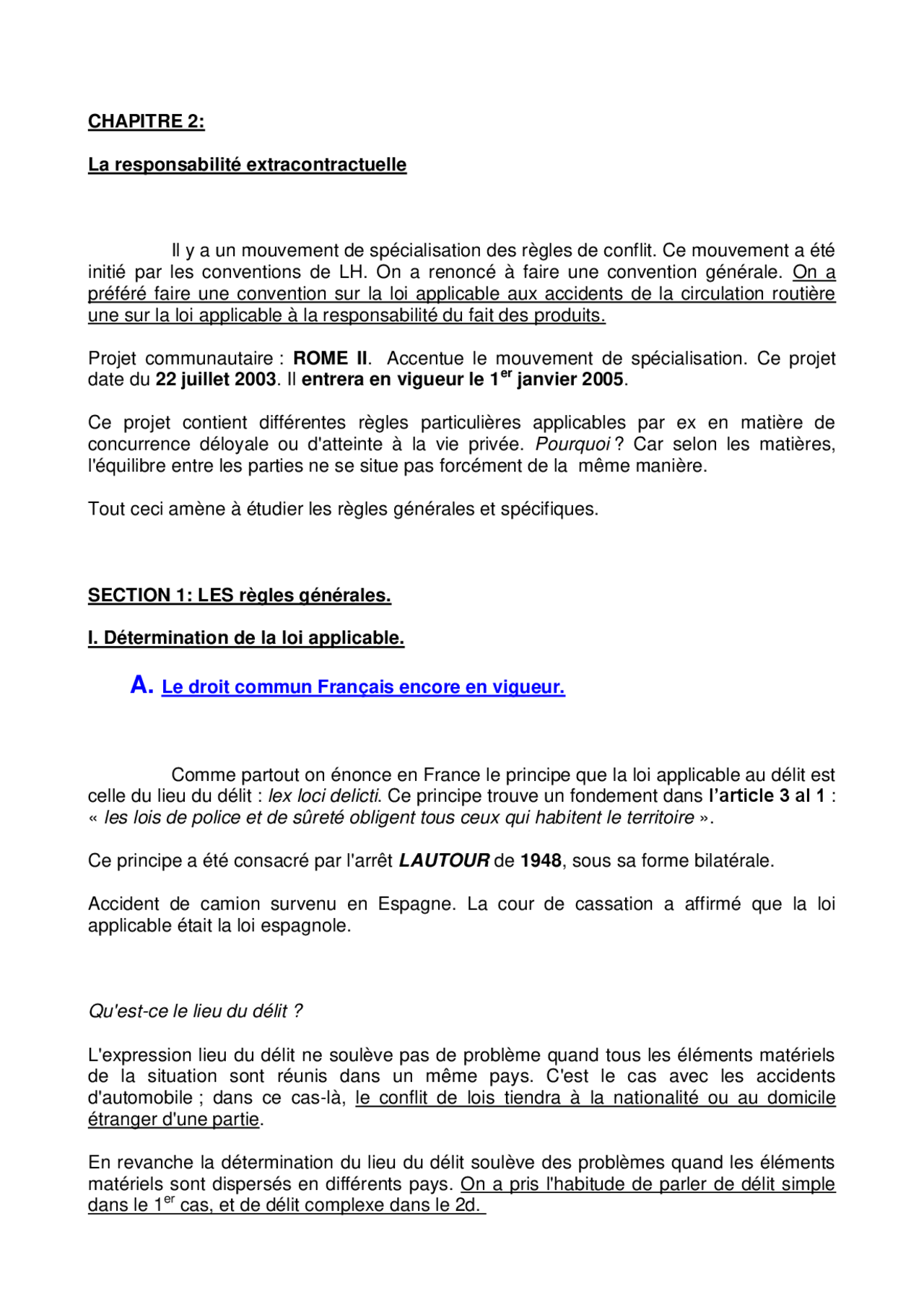 Notes Sur La Responsabilité Extracontractuelle 1° Partie Docsity
