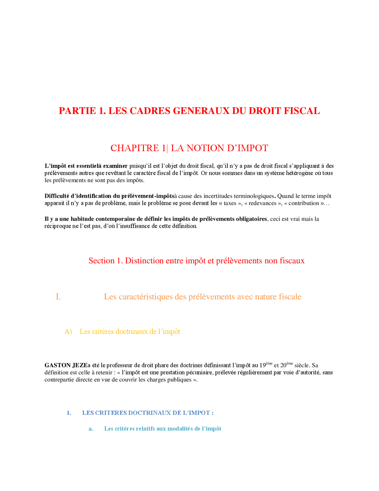 Notes Complètes De Droit Fiscal 1° Partie Docsity