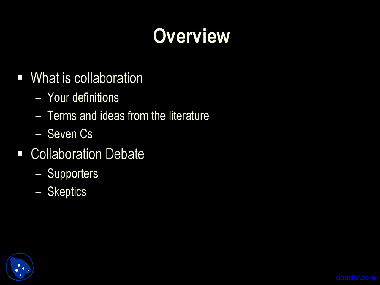 Introduction Collaboration Lecture Slides Docsity