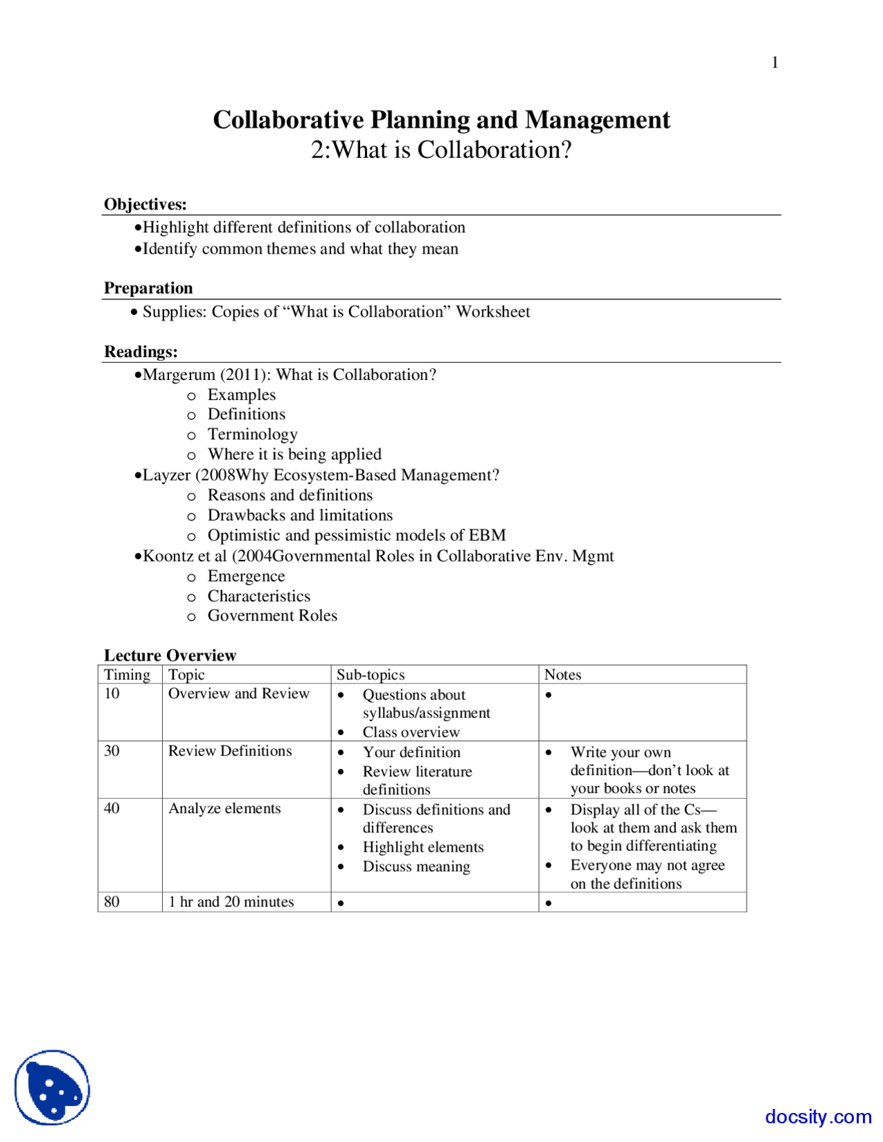 Basics And Principles Collaboration Lecture Notes Docsity