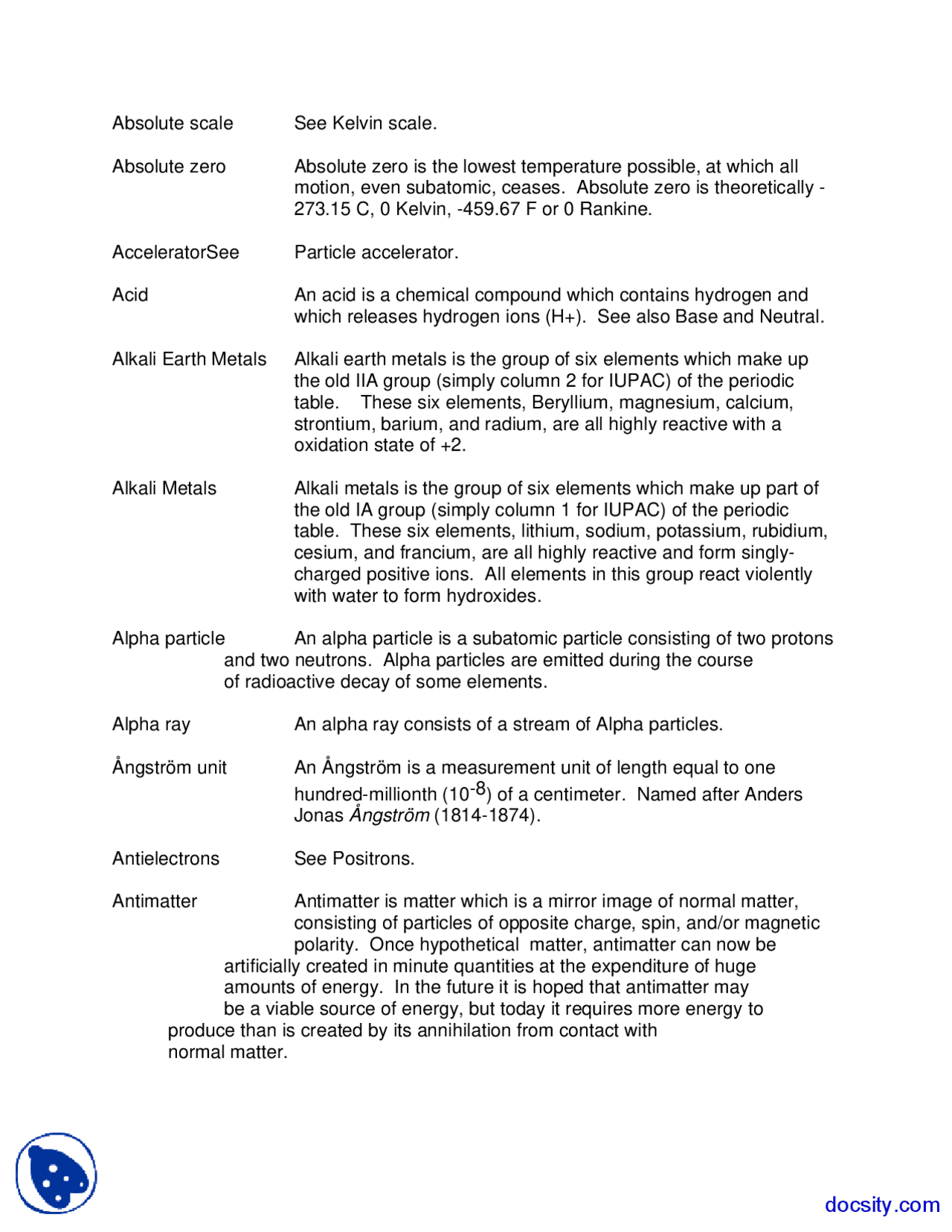 Chemistry Glossary - Earth Science - Lecture Notes | Study notes Earth ...