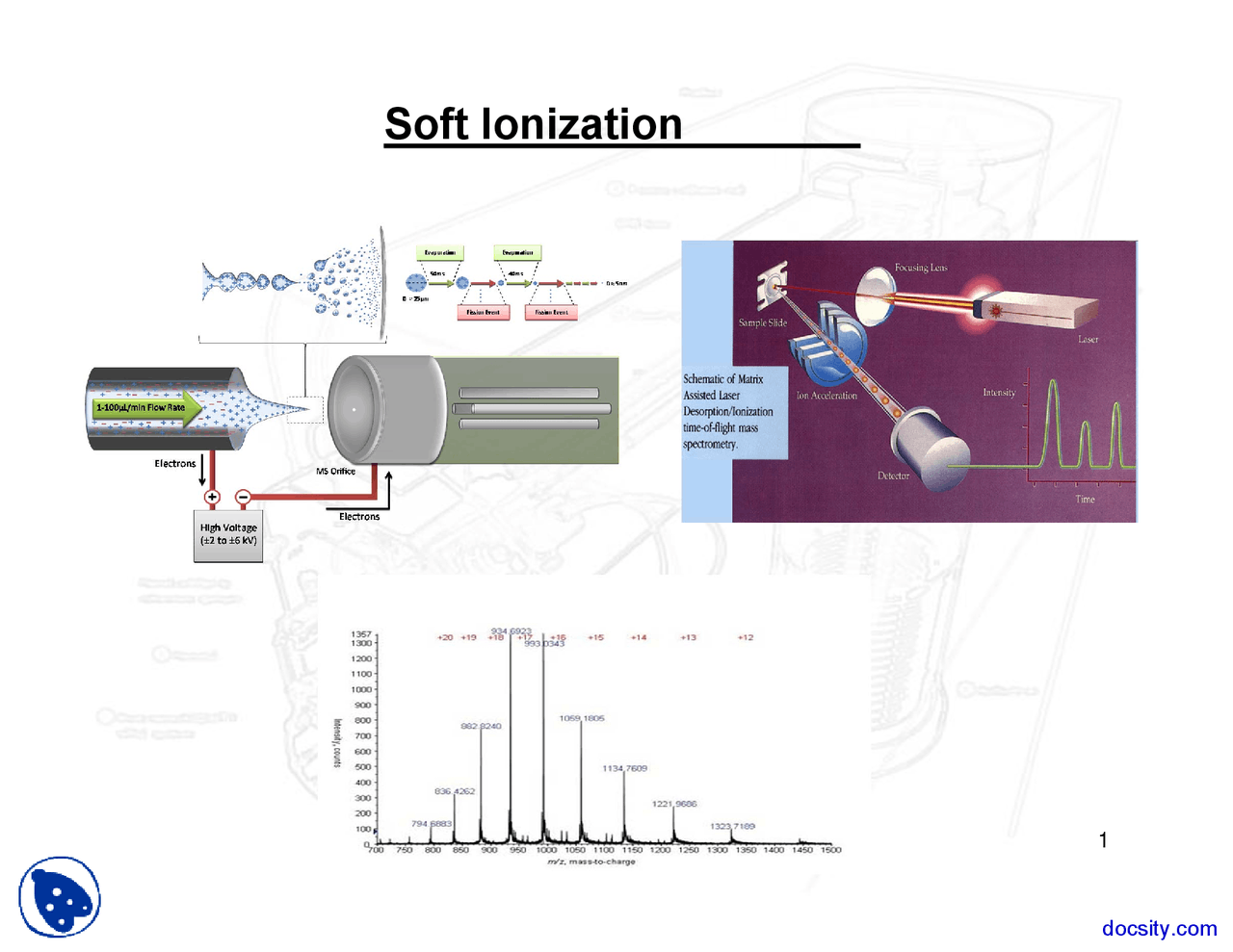 Soft Ionization Mass Spectrometry Lecture Slides Docsity