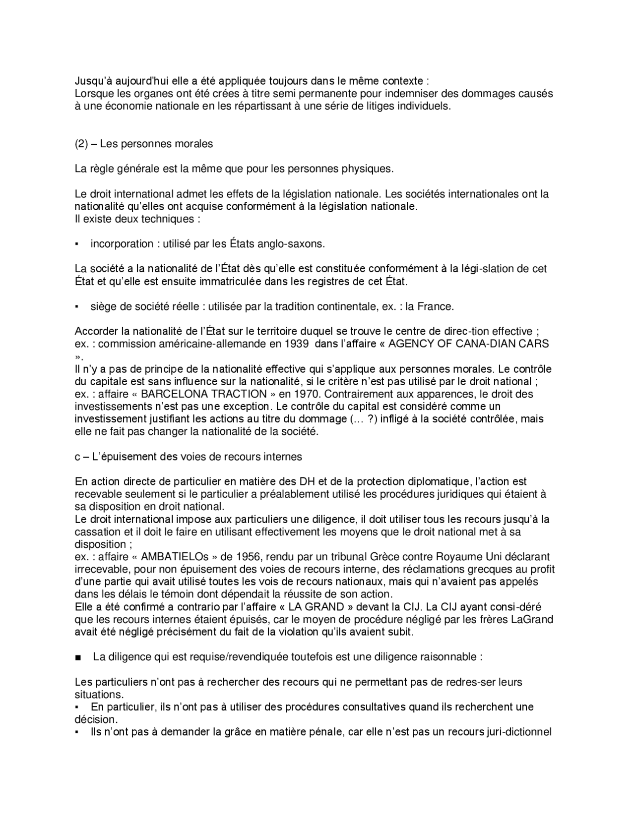 Notes Sur Le Contentieux International 2° Partie Docsity