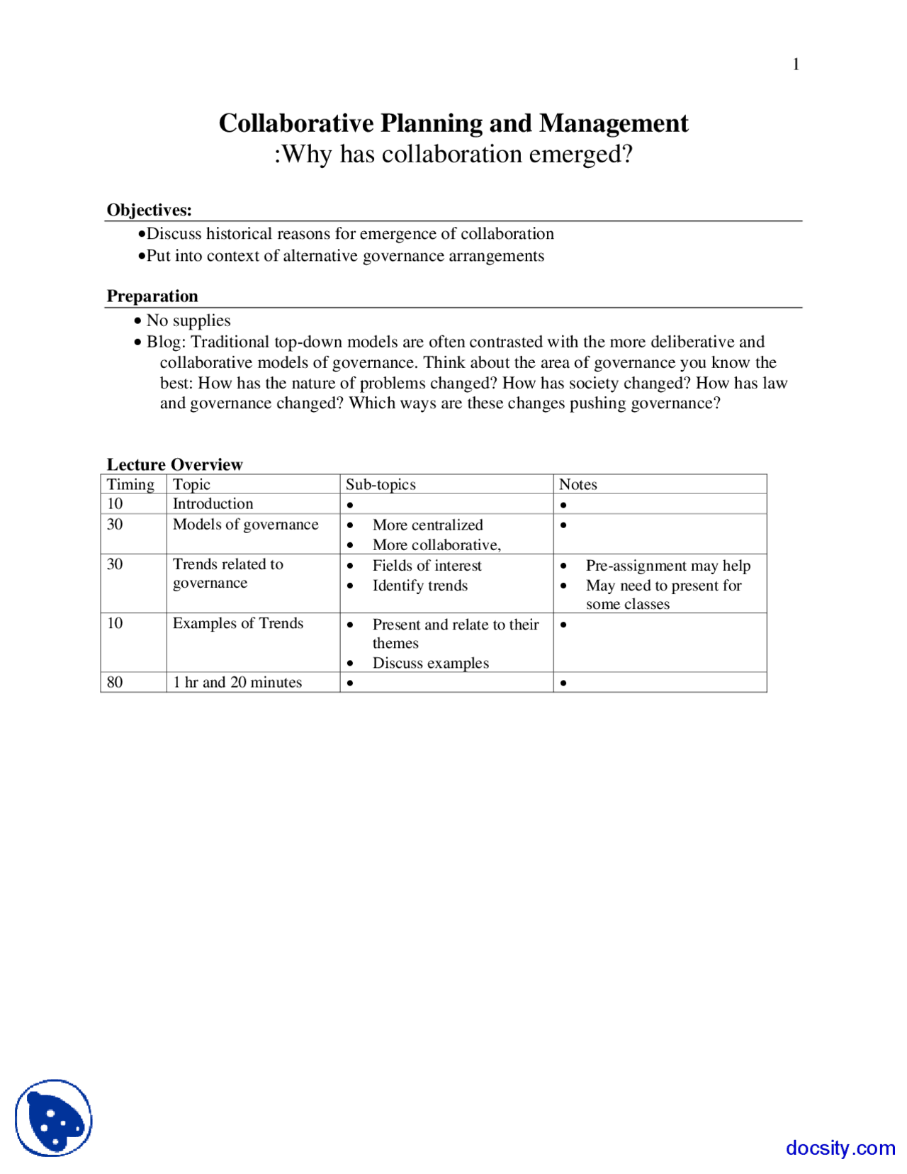 Emergance Collaboration Lecture Notes Docsity